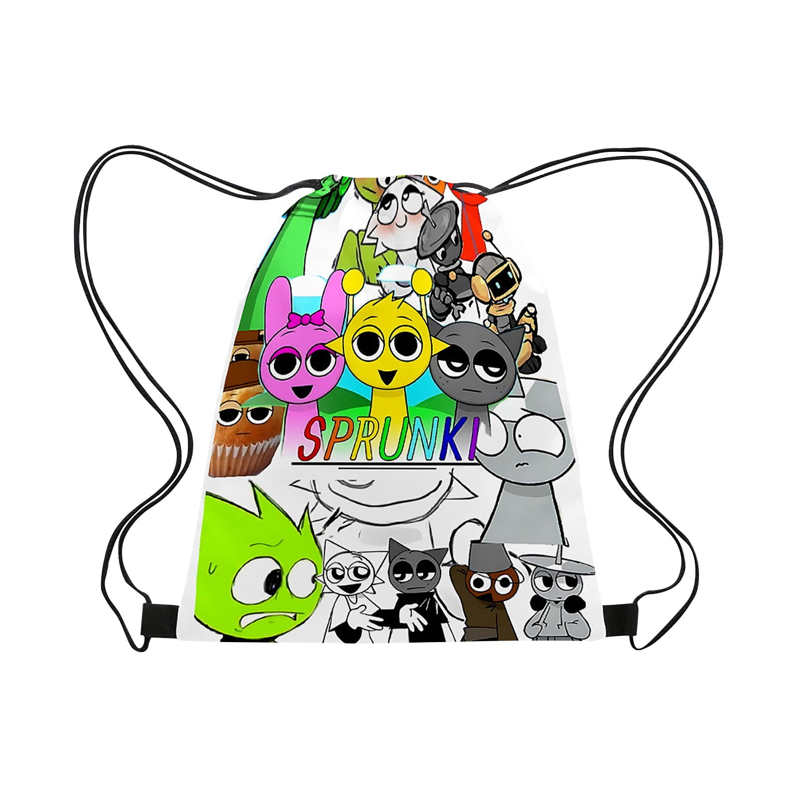 Sprunki Backpack Back to School Student Drawstring Bag, Cartoon Style ...