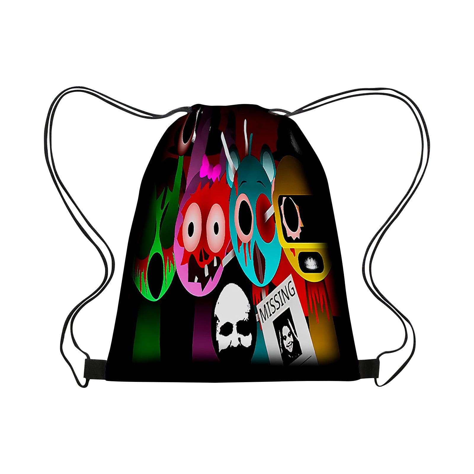Sprunki Backpack Back to School Student Drawstring Bag, Cartoon Style ...