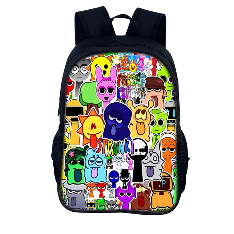 Sprunki Backpack Cartoon School Bag 15inch Backpack Lightening Zipper ...