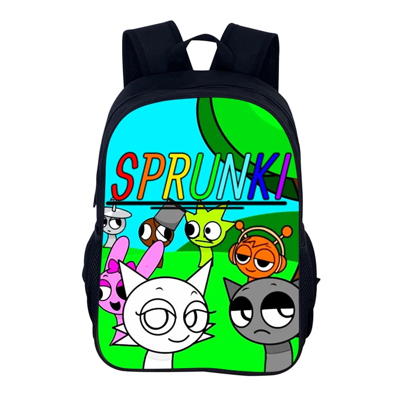 Sprunki Backpack Cartoon School Bag 15inch Backpack Lightening Zipper ...