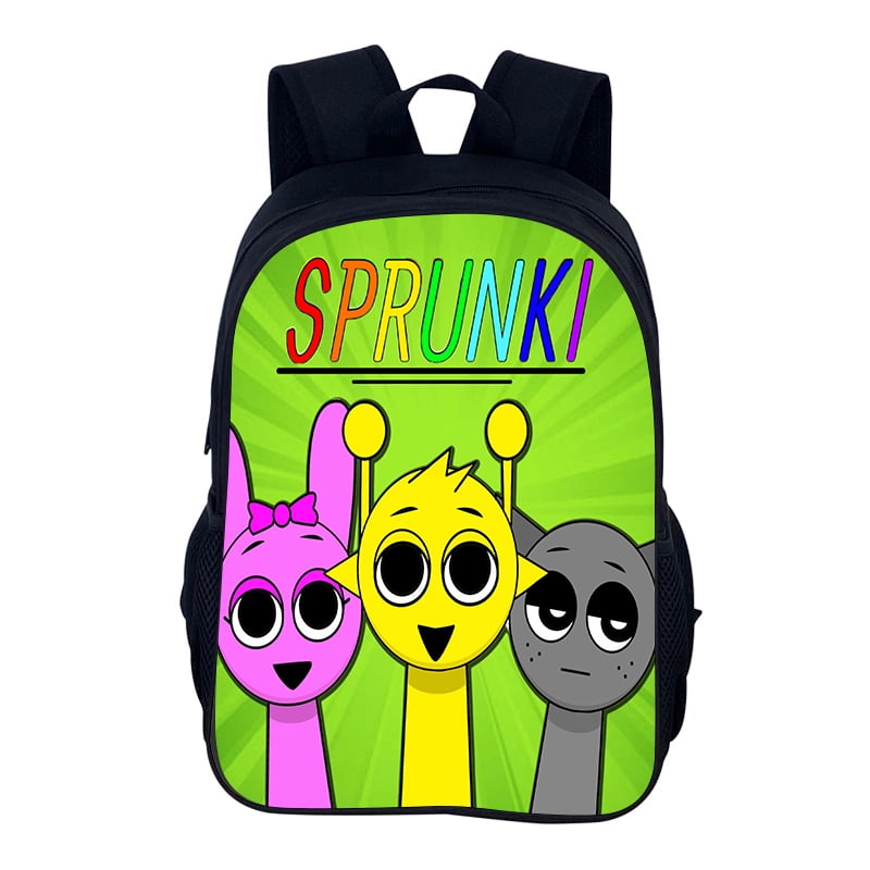 Sprunki Backpack Cartoon School Bag 15inch Backpack Lightening Zipper ...