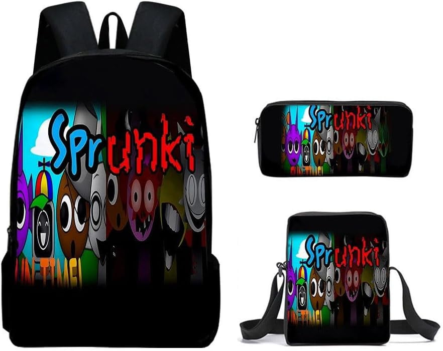Sprunki Backpack with Lunch Box And Pencil Case Set Travel Daypack ...