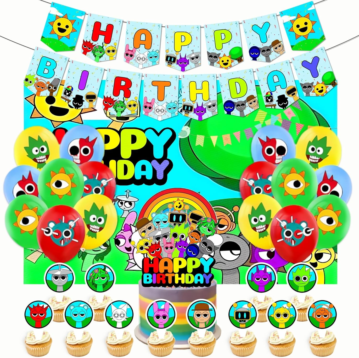 Sprunki Birthday Party Decorations, Sprunki Party Supplies Include ...
