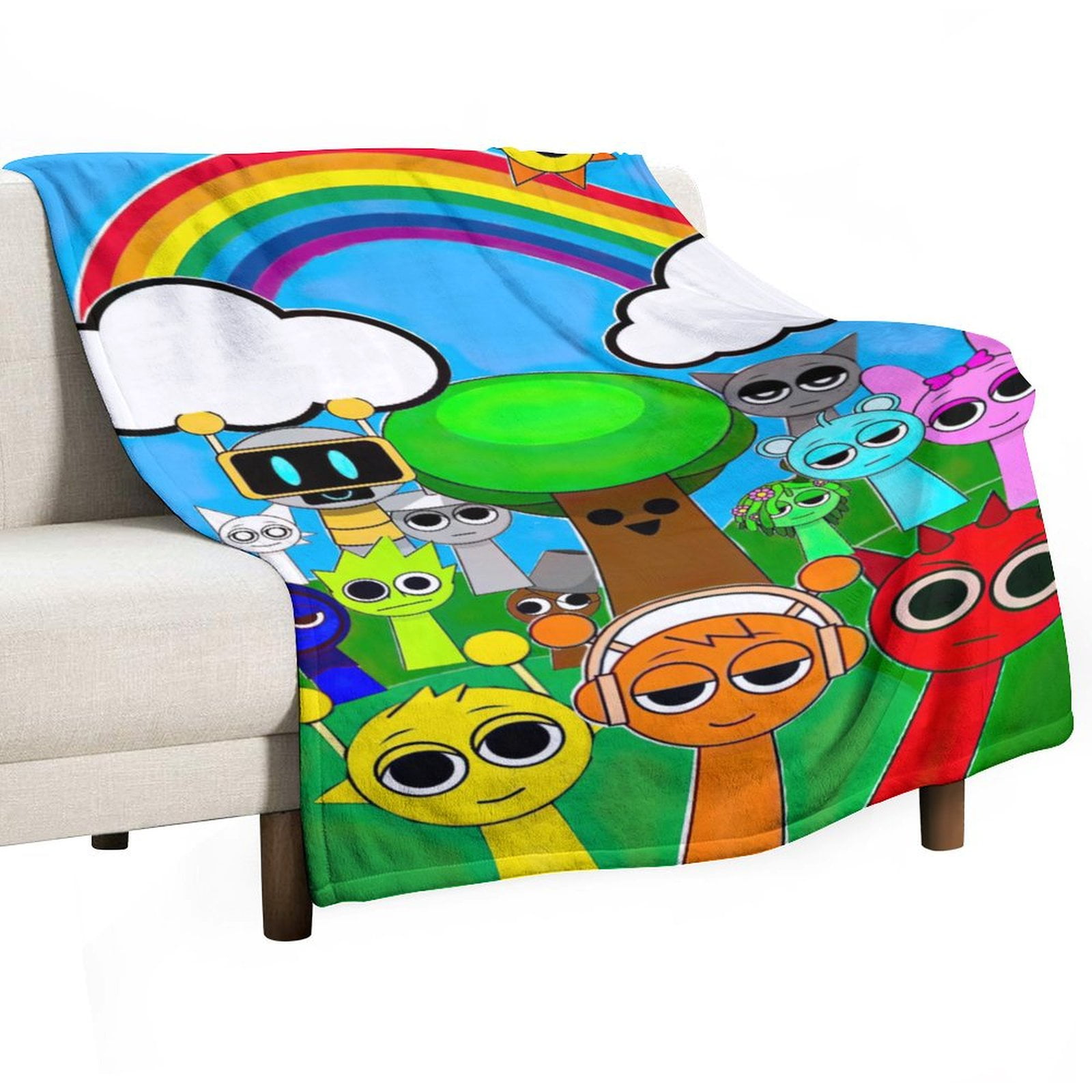 Sprunki Blanket Cute Flannel Fluffy Throw Blanket Sprunki Theme Soft ...