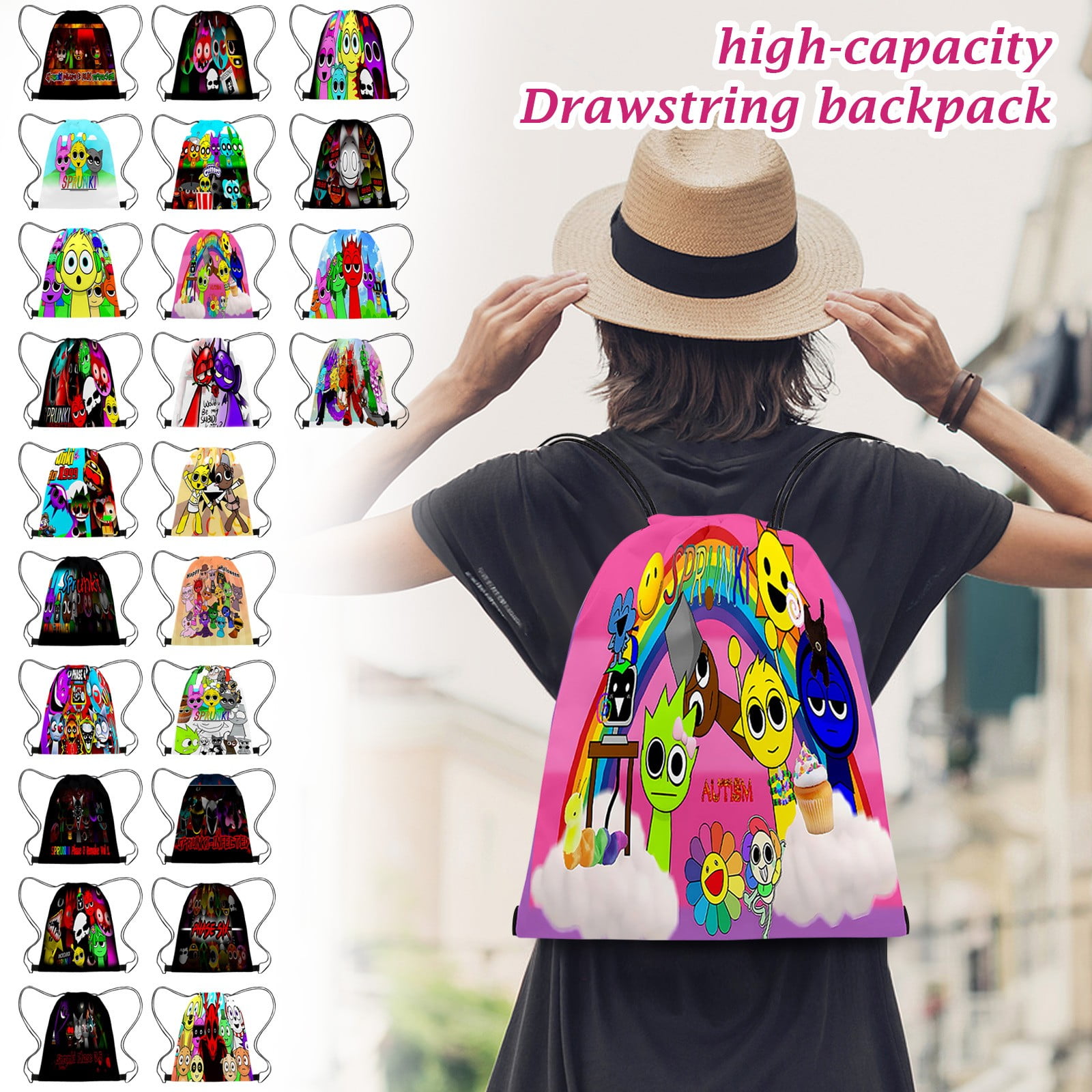 Sprunki Cartoon Backpack for School 1PC Sprunki Backpack Large Backpack ...