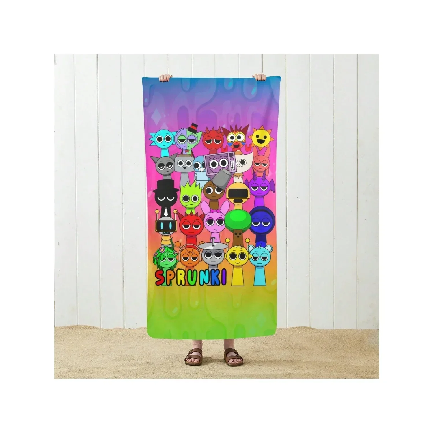 Sprunki Character Design Beach Towel, Funny Game Theme Bath Towel for ...