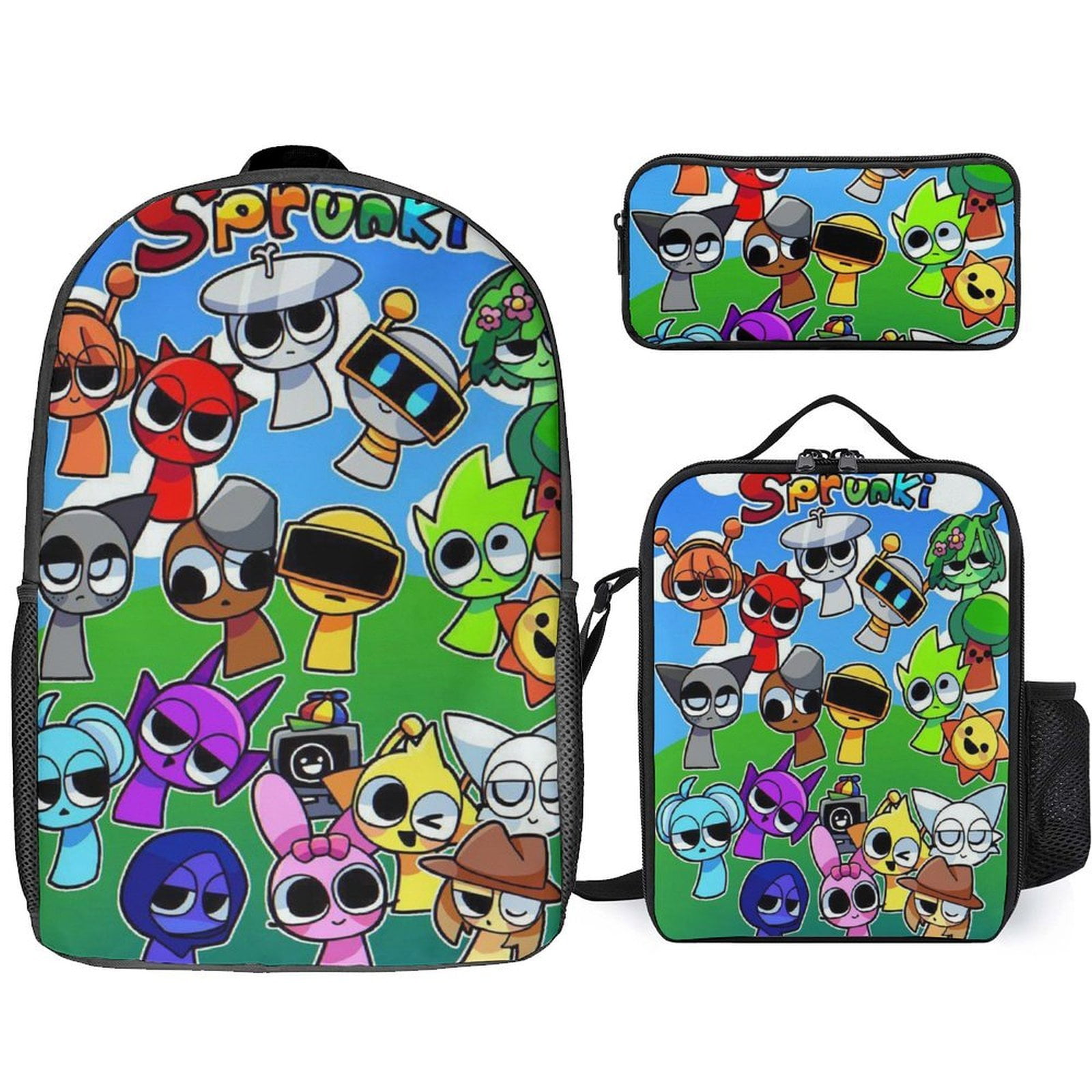 Sprunki Characters Laptop Backpack With Pencil Case Lunch Bag 3 Pieces ...