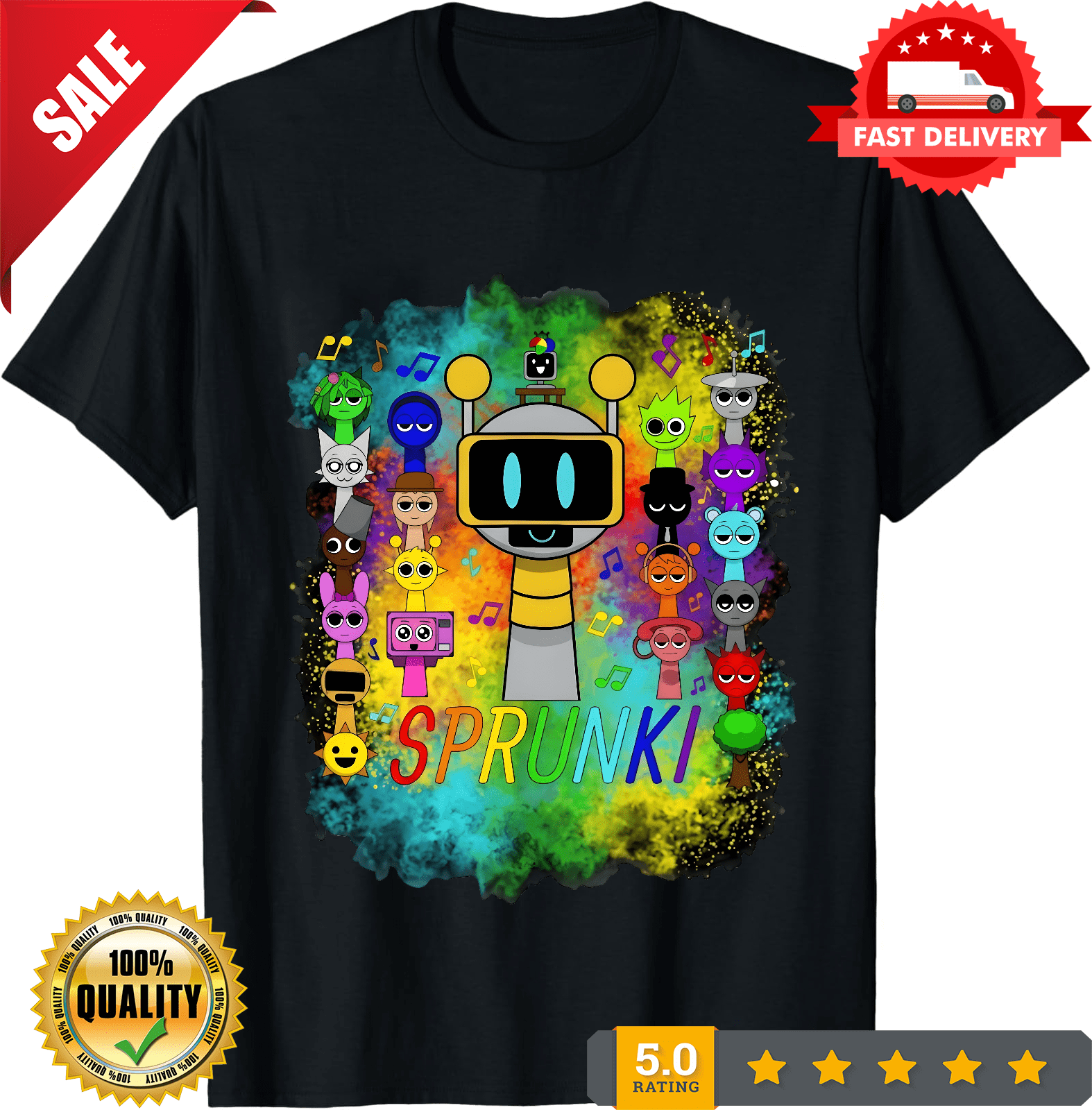 Sprunki Funbot, Graphic Mens Unisex T-Shirt S M L XL 2 3 4 XL, NEW ...