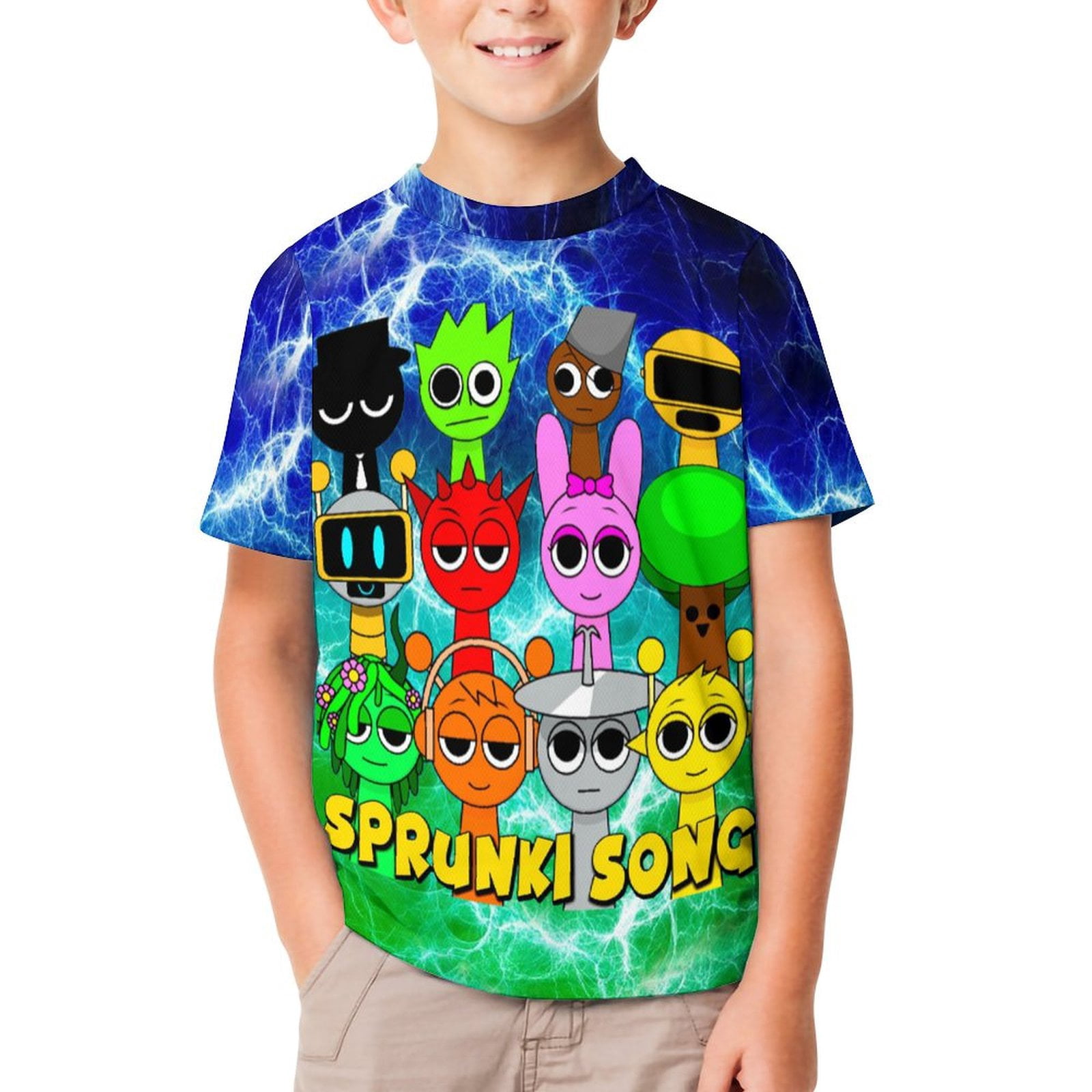 Sprunki Game Teenage T-shirt Graphic Short Sleeve Shirts Top Tees Boy ...