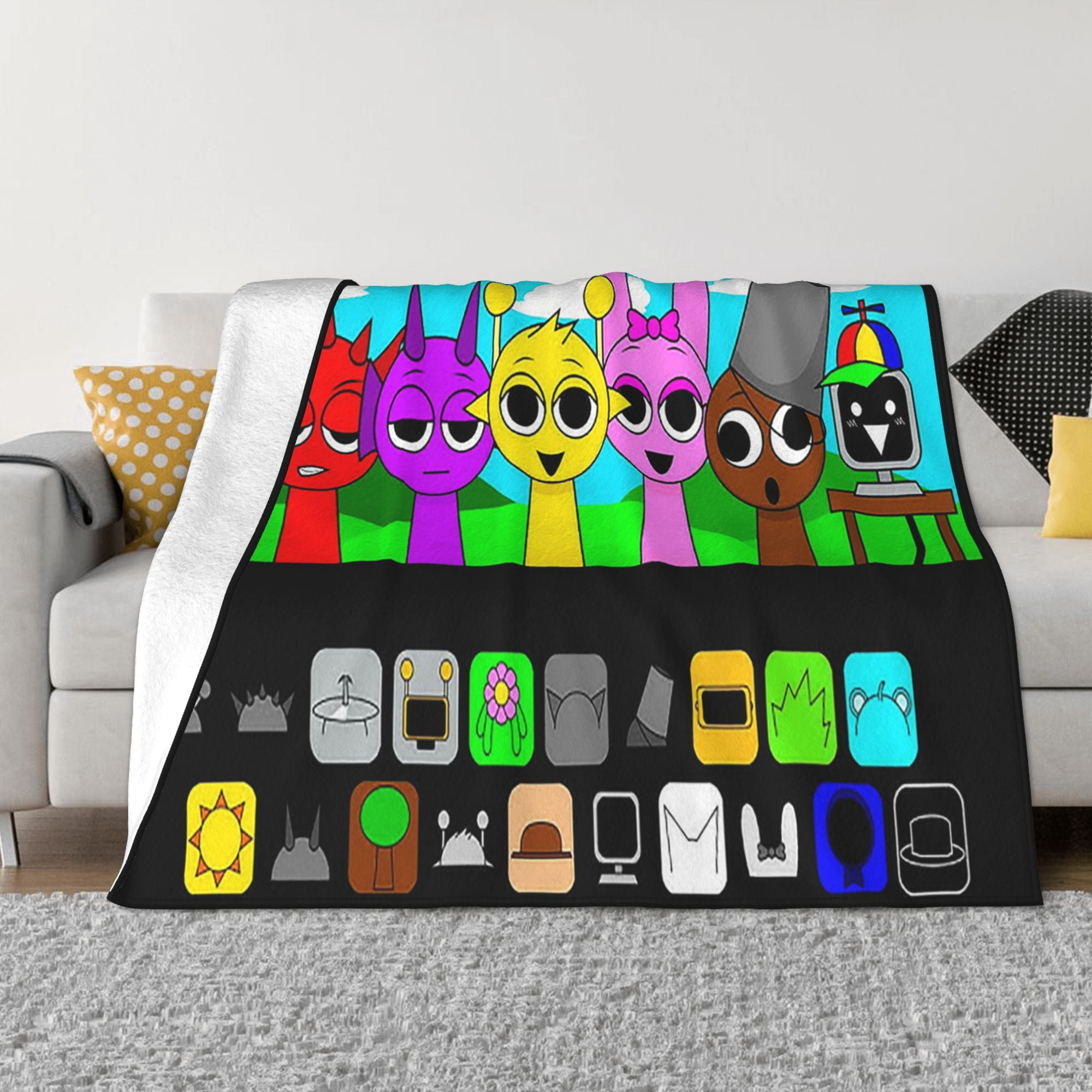 Sprunki Game Throw Blanket Super Soft Blankets Decor Flannel Blankets ...