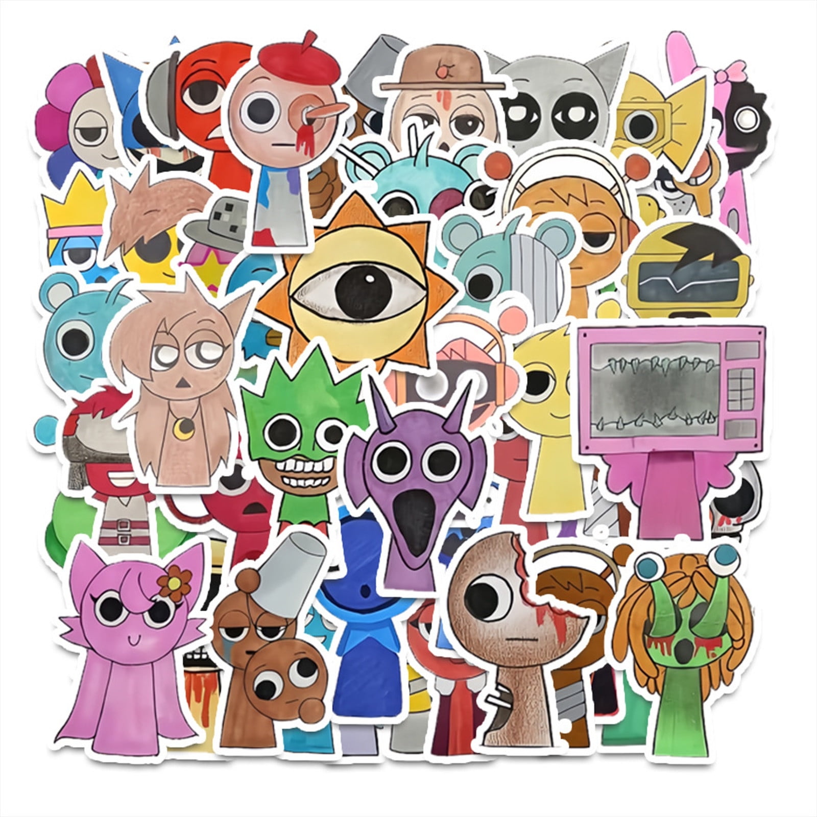 Sprunki Game Toys Vibrant Cartoon Character Sticker Pack 50 Unique ...