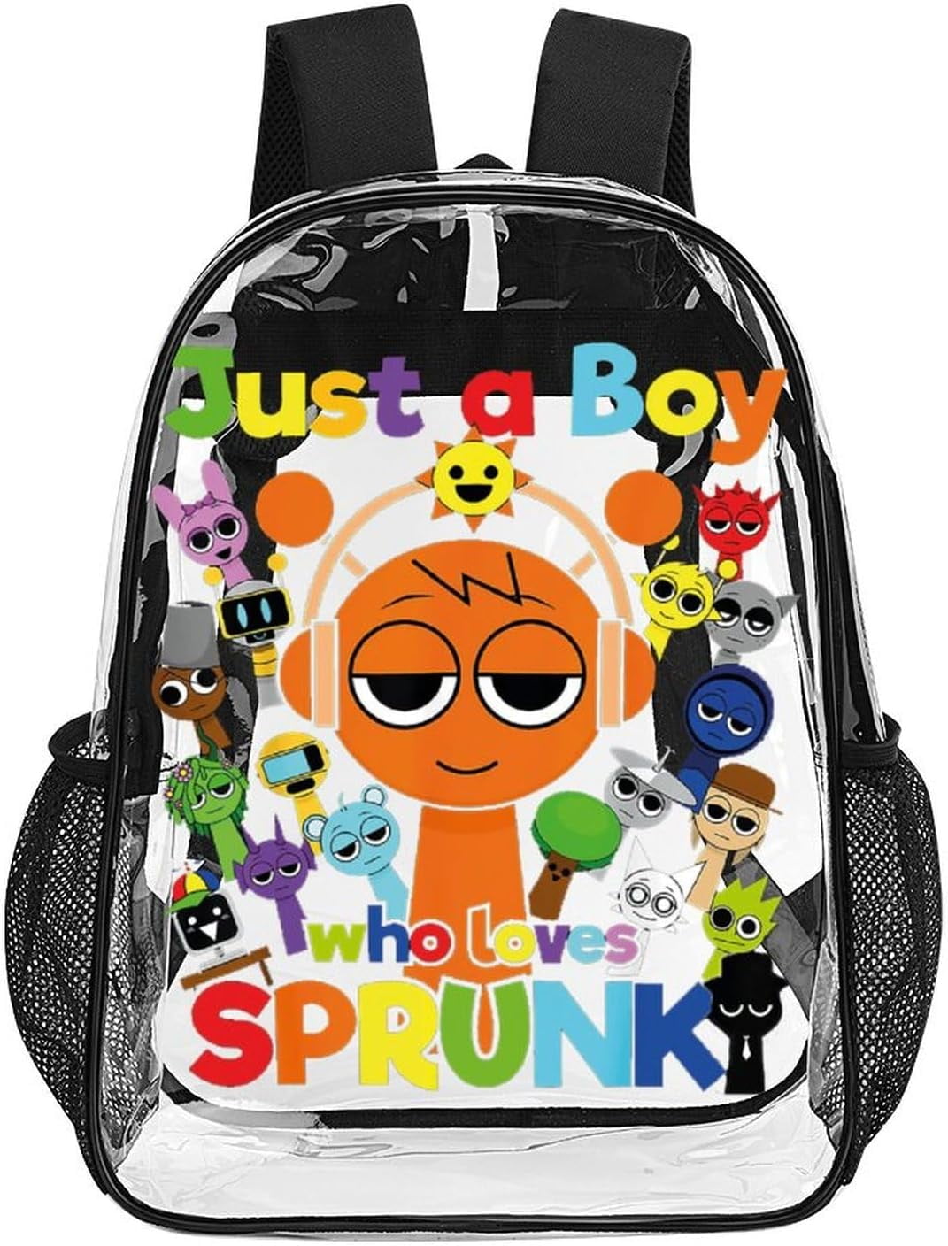 Sprunki Game Transparent Backpack Large Capacity Laptop Backpack Travel ...