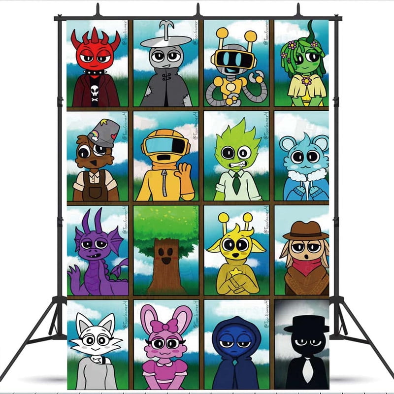 Sprunki Incredibox Birthday Party Supplies Banner Backdrop Background ...