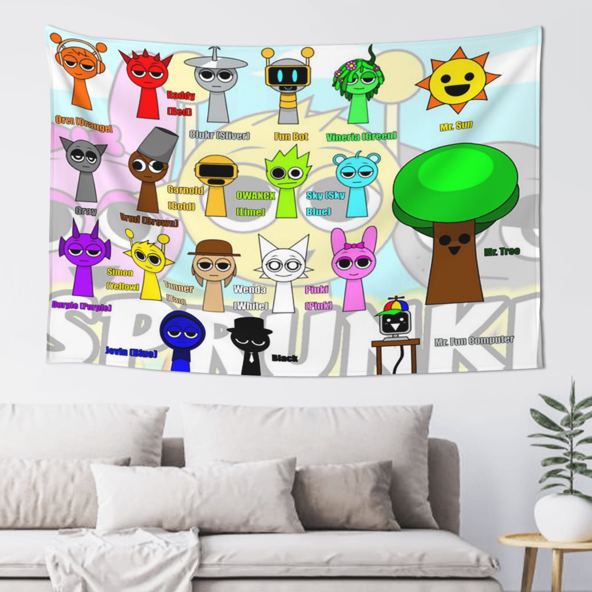 Sprunki Incredibox Tapestry Wall Hanging Aesthetic Tapestries for ...