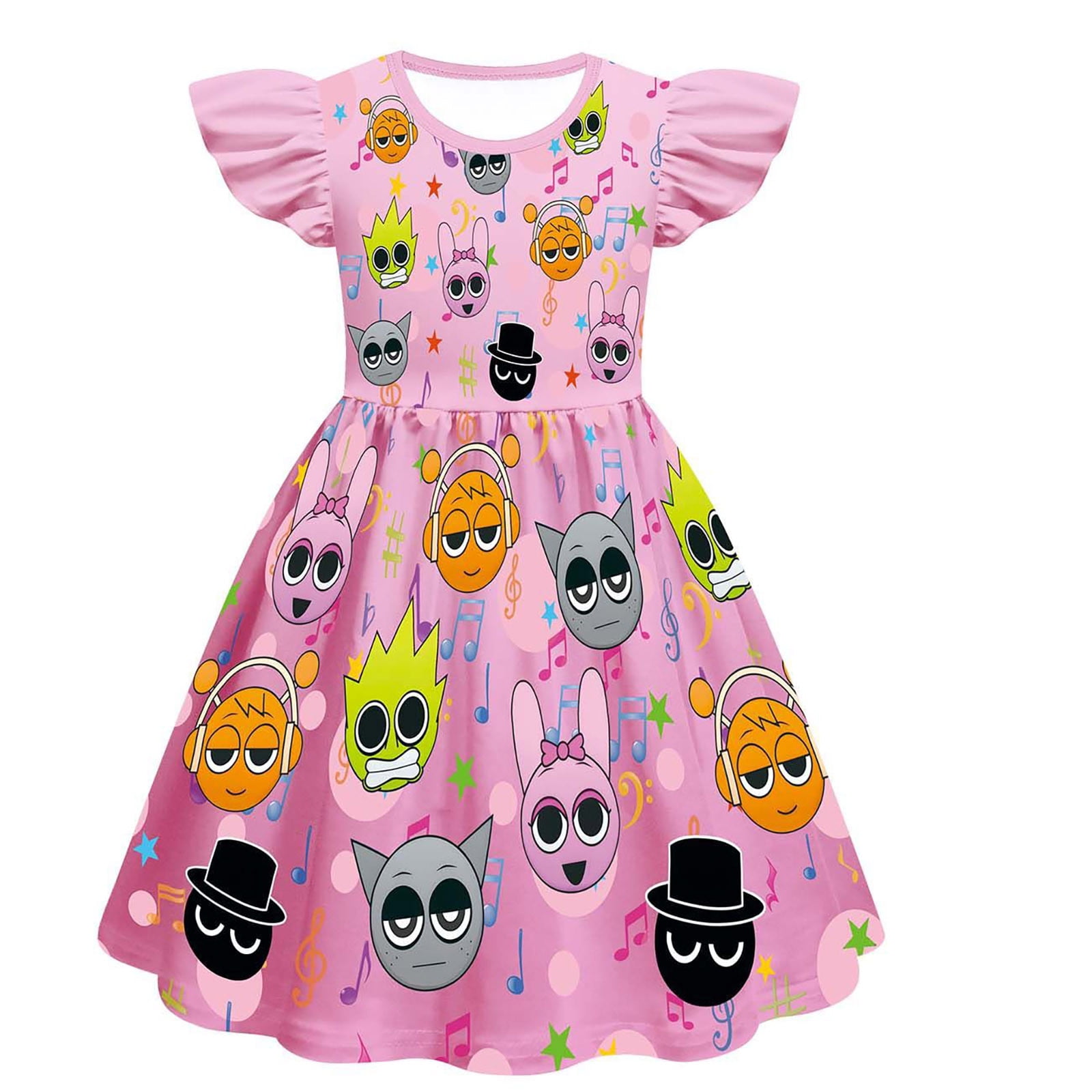 Sprunki Kids Little Girls Cartoon Figure Print Dresses Back Zipper ...