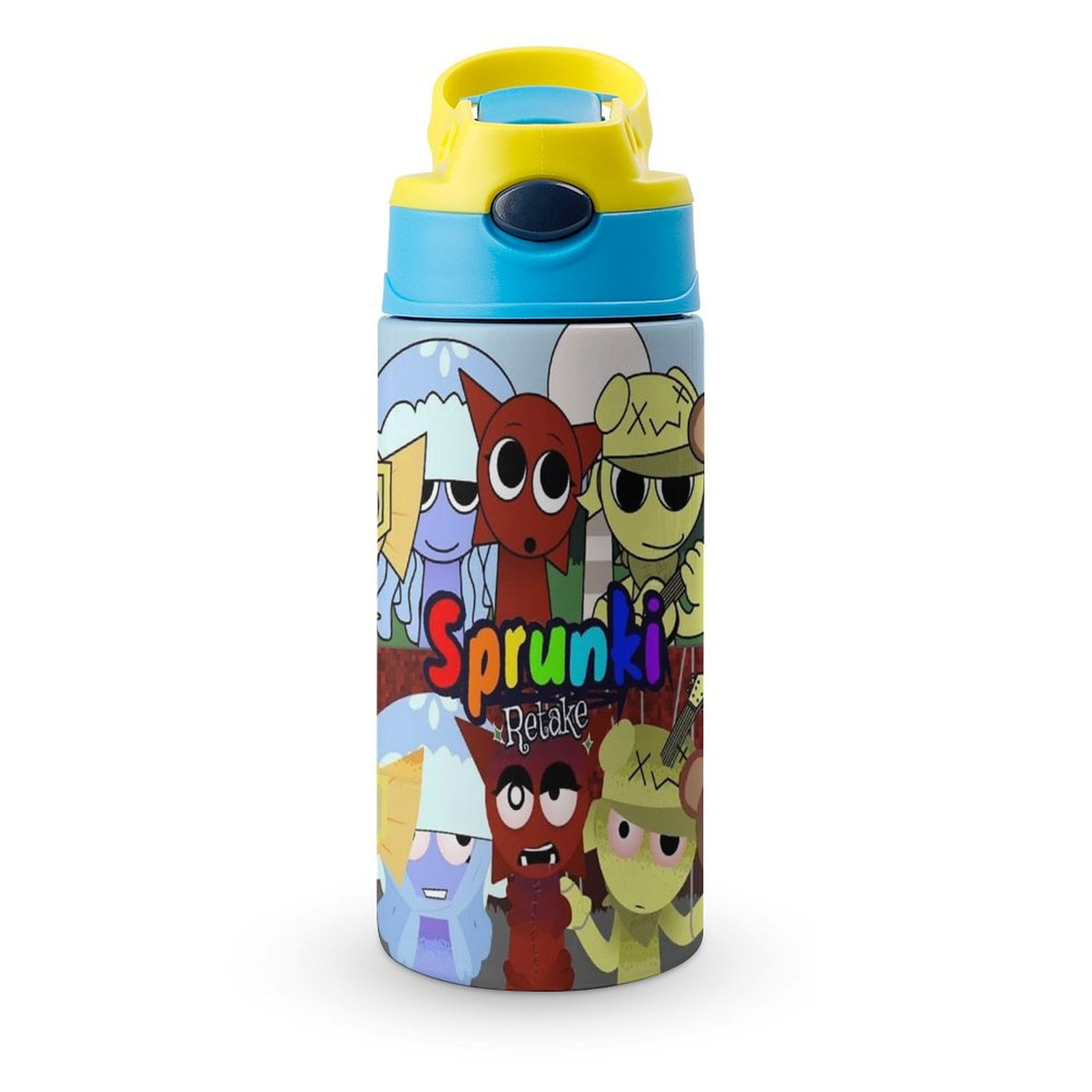 Sprunki Kids Water Bottle with Silicone Straw And Spill-Proof Lid, 12 ...