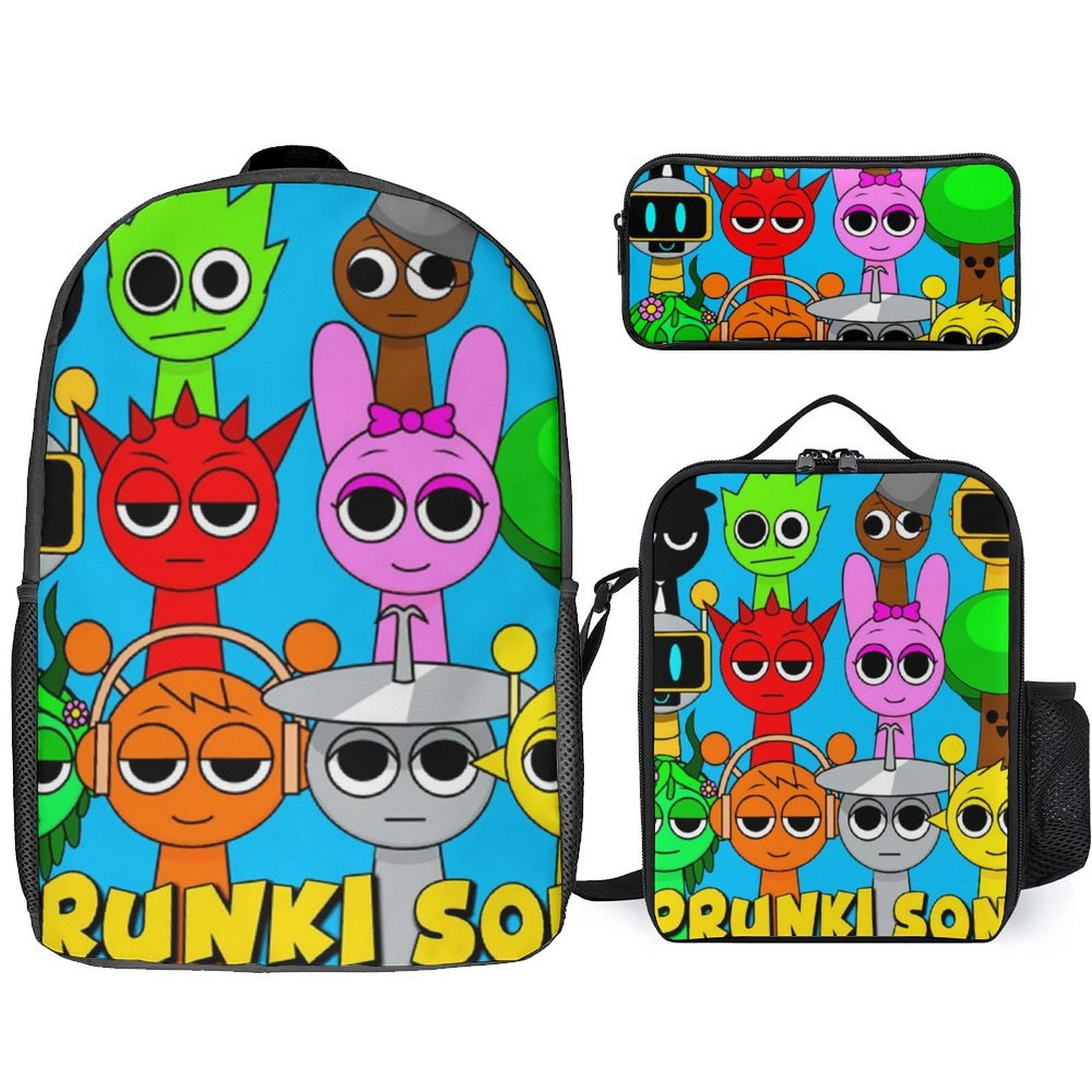 Sprunki Laptop Backpack With Pencil Case Lunch Bag 3 Pieces Set ...