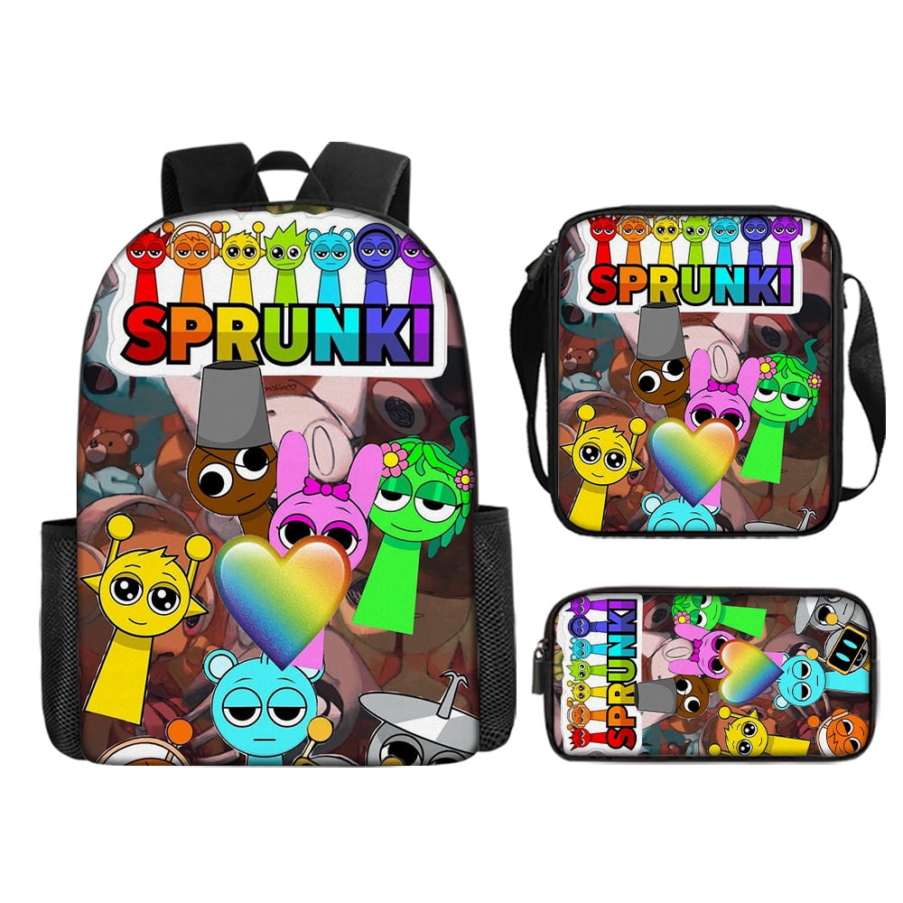 Sprunki Lncredibox Anime Backpack Set 3 Pieces with Shoulder Bag and ...