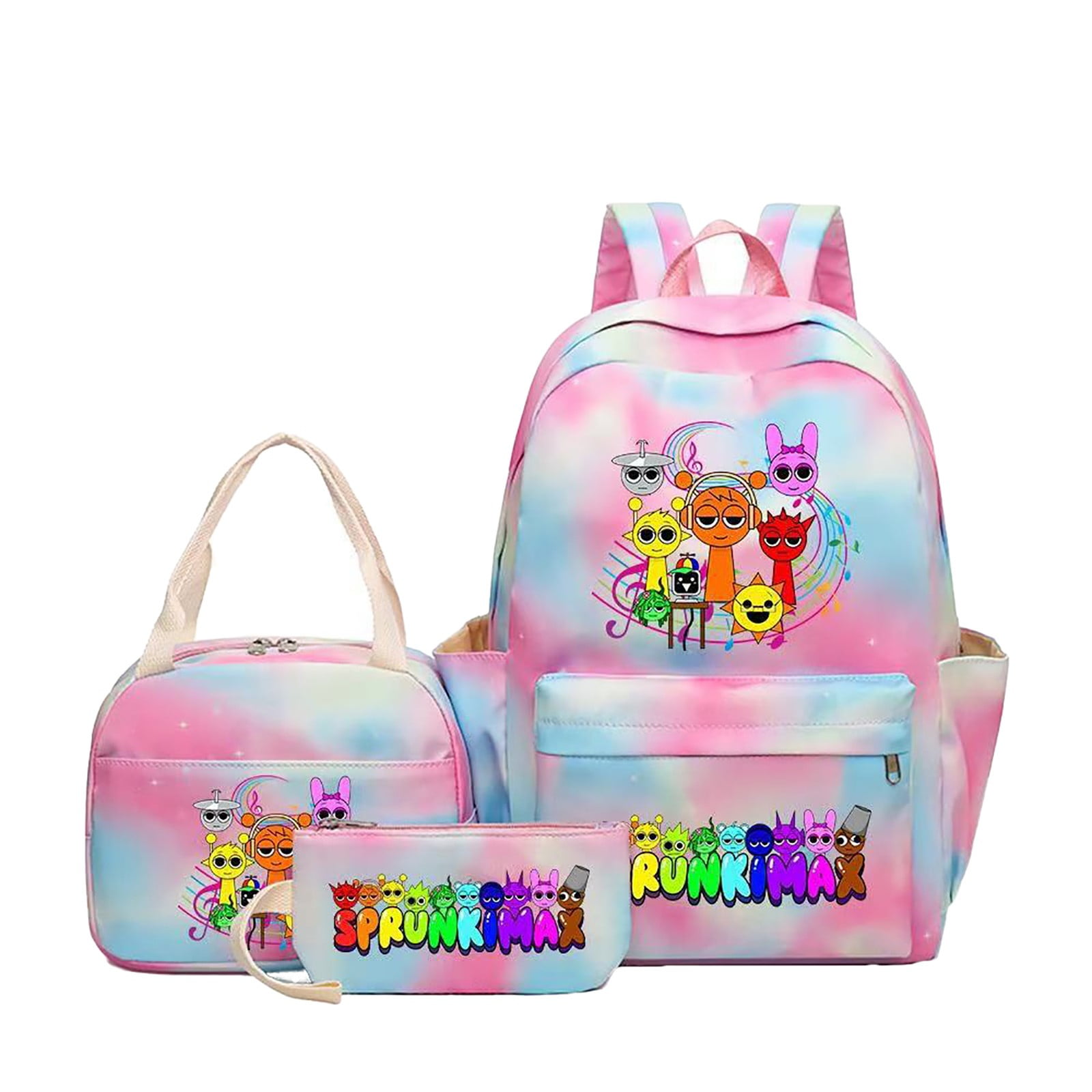 Sprunki Max Backpack Set – 3PCS 17" Pastel Cartoon School Bag with ...