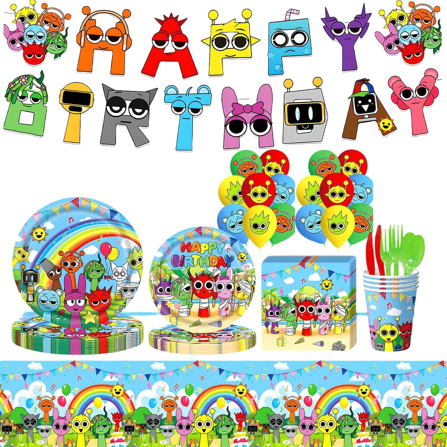 Sprunki Party: Incredibox Sprunki Birthday Decor - Banner, Toppers ...