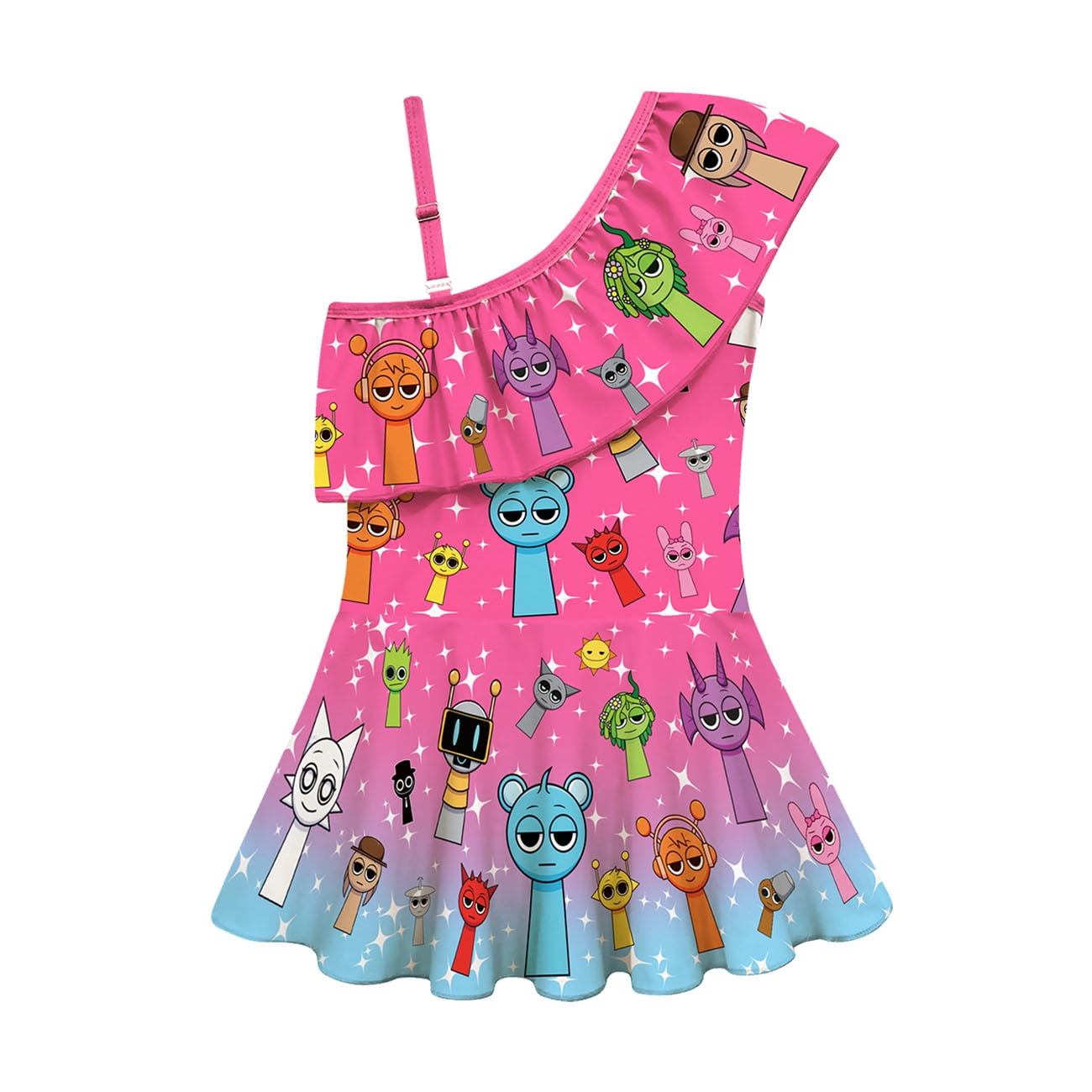 Sprunki Plush UPF 50+ Girls' One-Piece Swimsuit – Soft, Sun-Safe ...