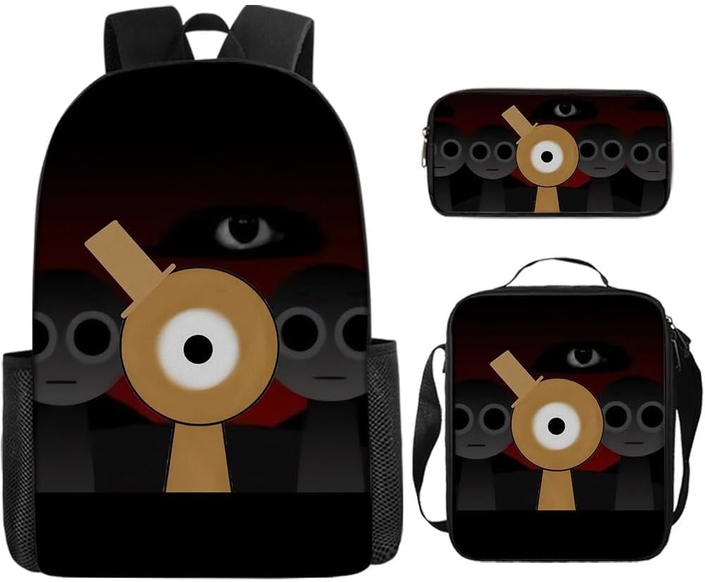 Sprunki Rhythm Box 3-Pack Backpack Gift Set - DIY School Bag, Lunch Box ...