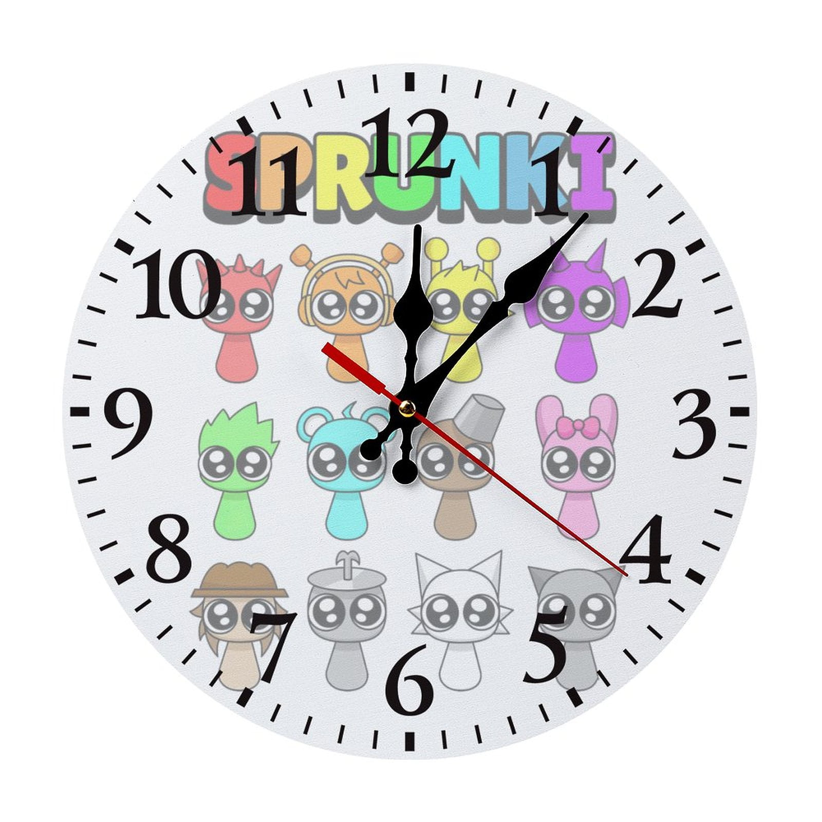 Sprunki Round Wooden Clock Face Clock With Scale For Silent Use Without ...