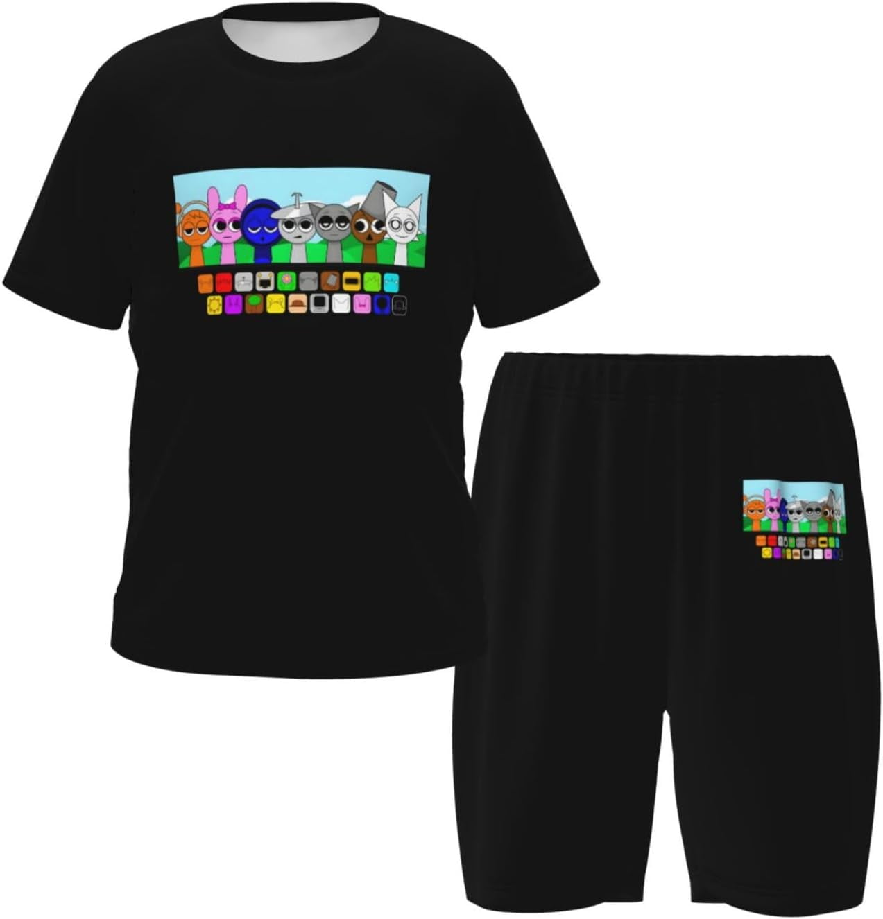 Sprunki Short Sleeved Set, Suitable For Both Men And Women, Comfortable ...