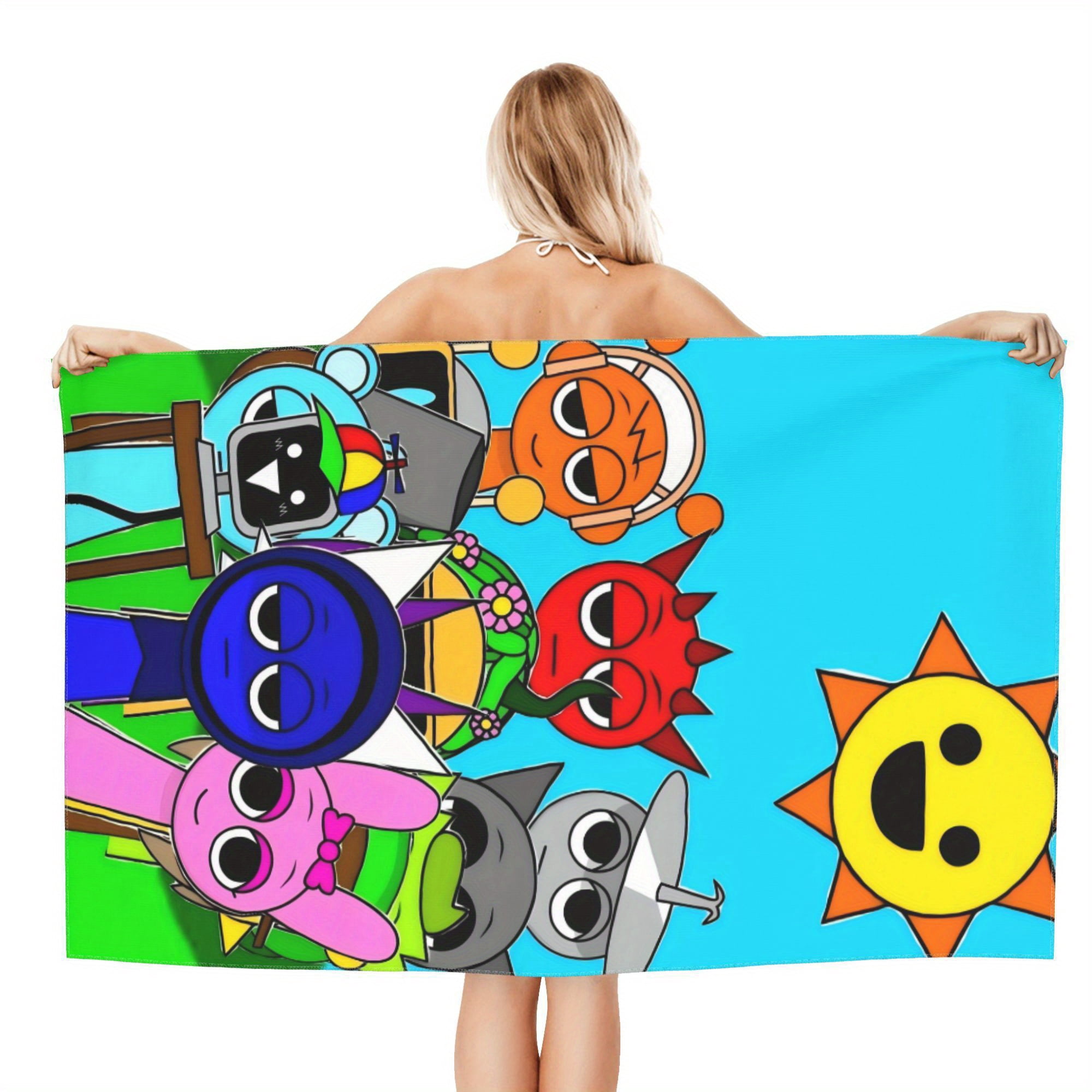 Sprunki-Themed Quick-Dry Microfiber Beach Towel – Vibrant Cartoon ...