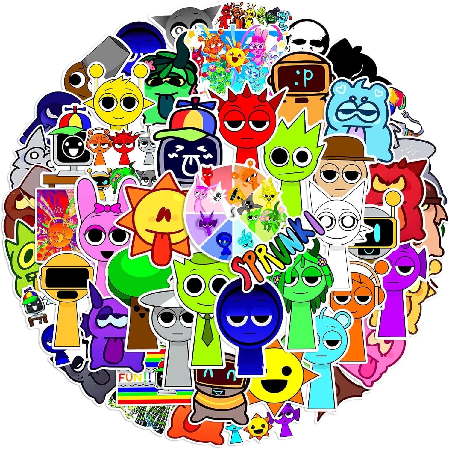 Sprunki Waterproof Stickers,50pcs Sprunki Music Game Style Stickers ...