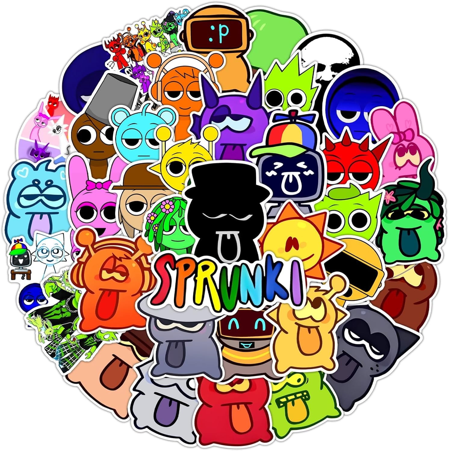 Sprunki Waterproof Stickers,52pcs Sprunki Music Game Style Stickers ...