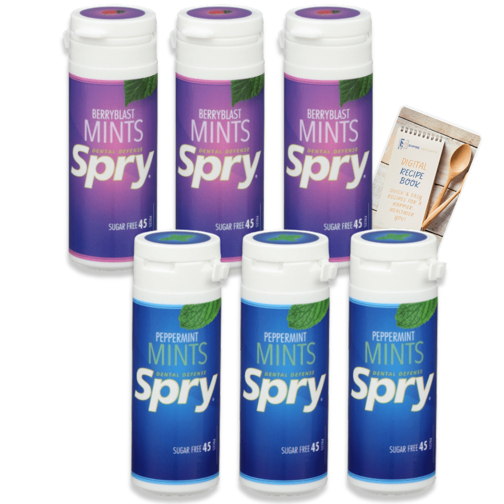Spry 100% Xylitol Mints Variety Pack of 6 with Empire Mercante Digital ...