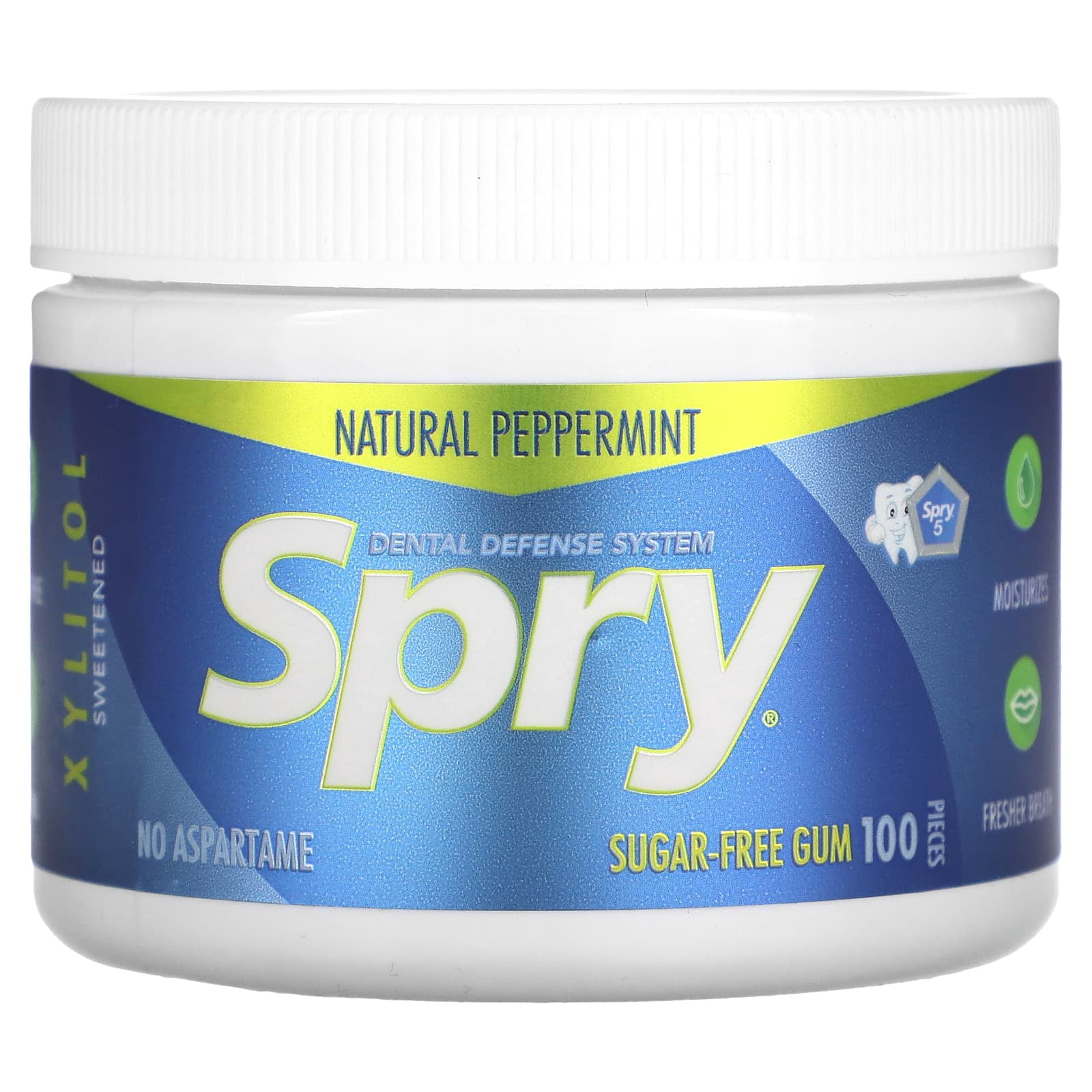 Spry Dental Defense Sugar-Free Gum with Xylitol Natural Peppermint ...
