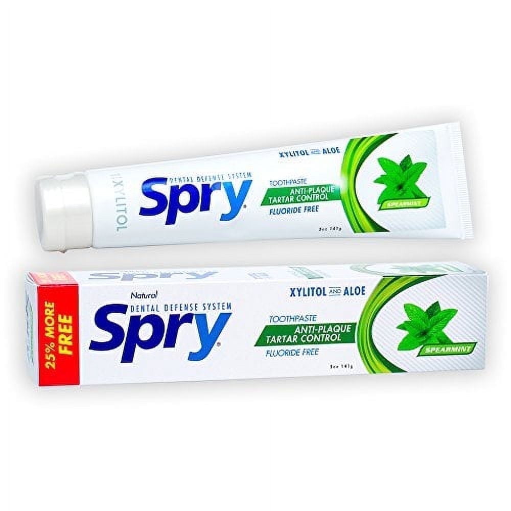 Spry Fluoride Free Toothpaste, Xylitol Spearmint Flavor, Natural ...