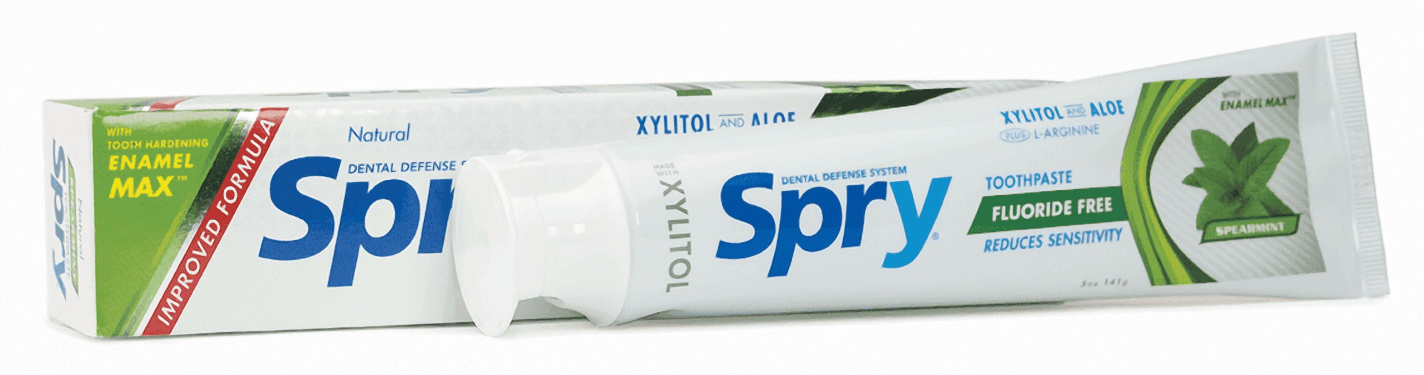 Spry Xylitol Fluoride-Free Toothpaste, Spearmint Flavor, 5 oz, 3 pack ...