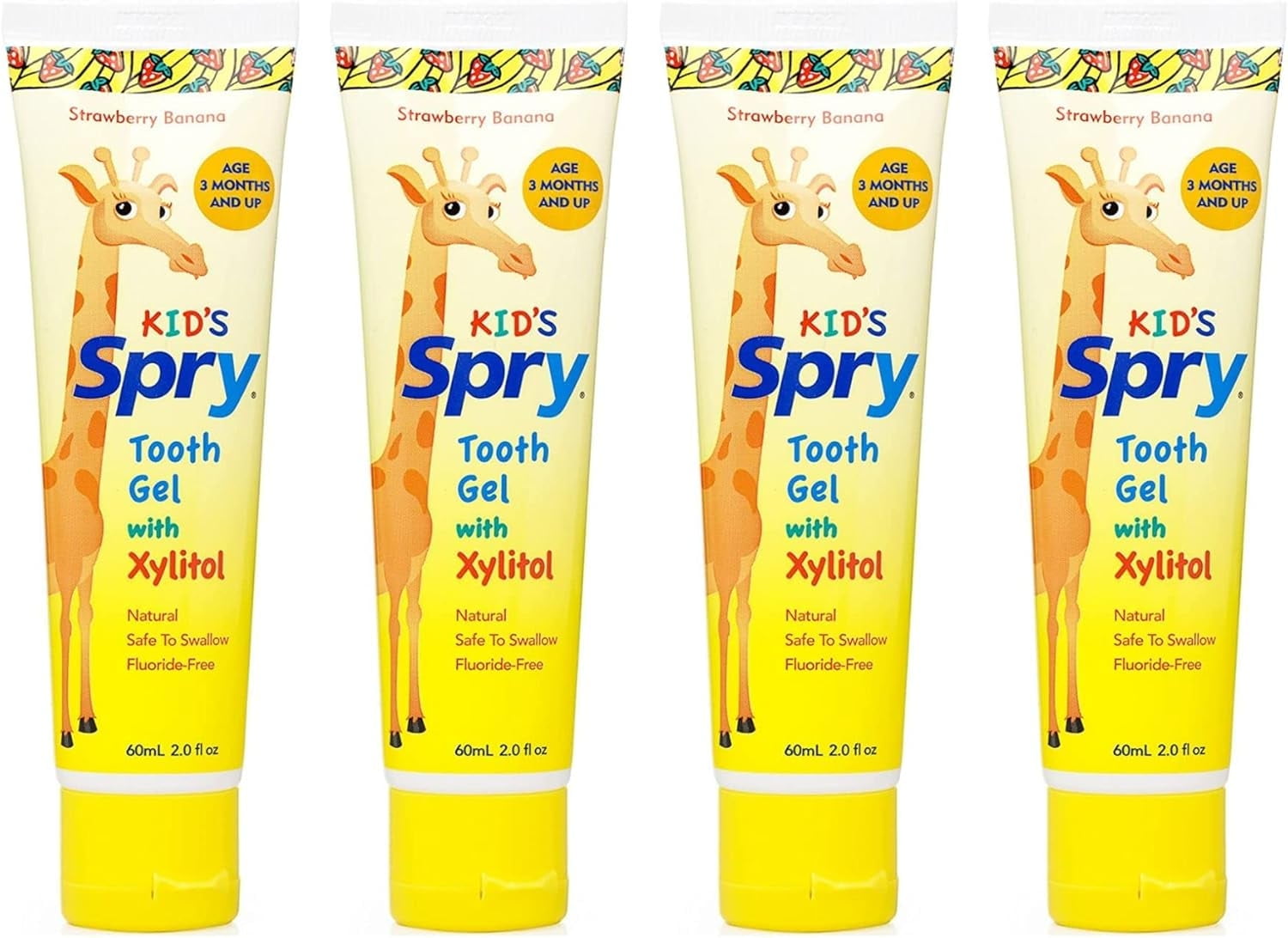 Spry Kids Xylitol Tooth Gel, Strawberry Banana, for Ages 3 Months+, 2 ...