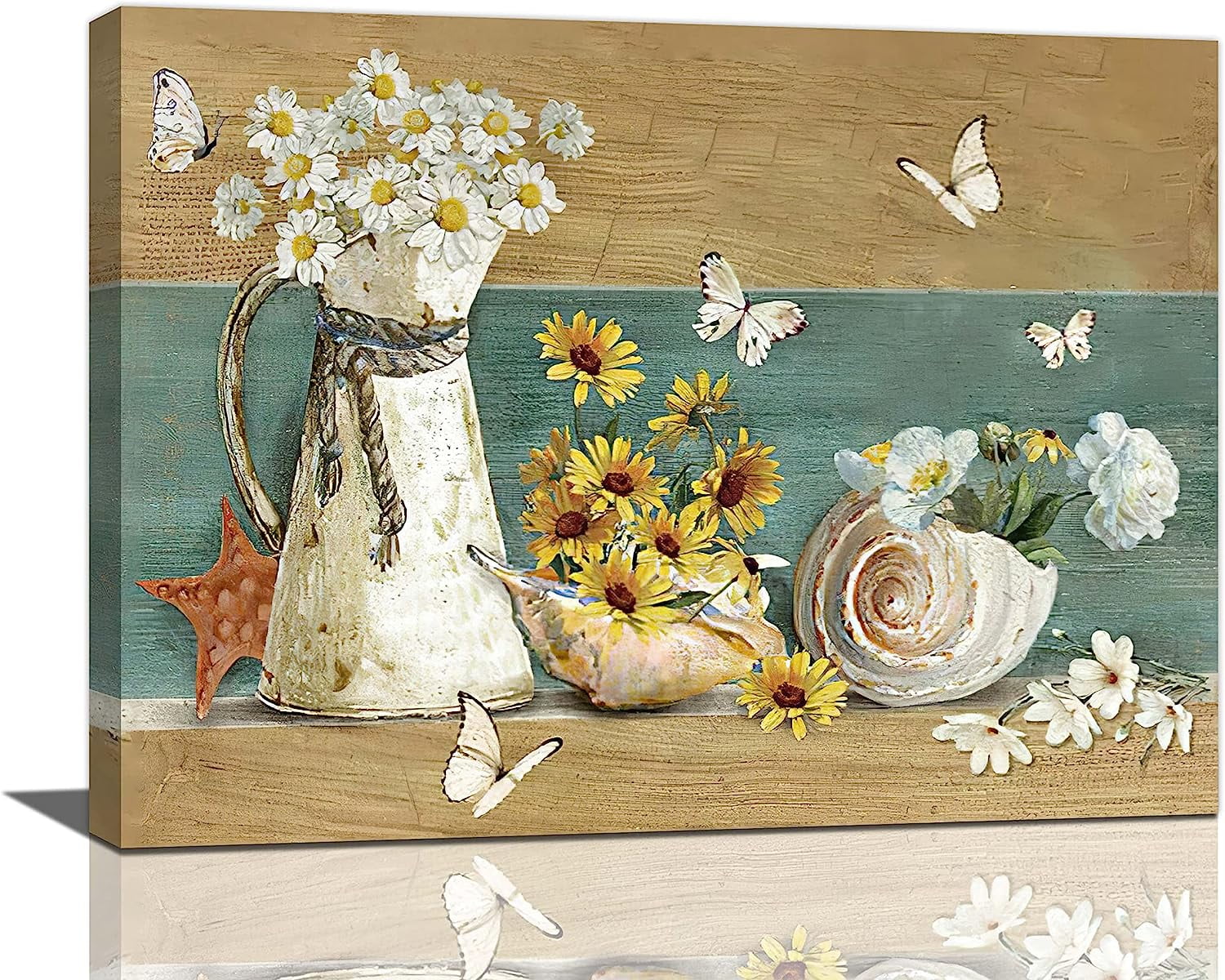 Sps ssion Butterfly Daisy 16"x12" Framed Canvas Art Prints - Walmart.com