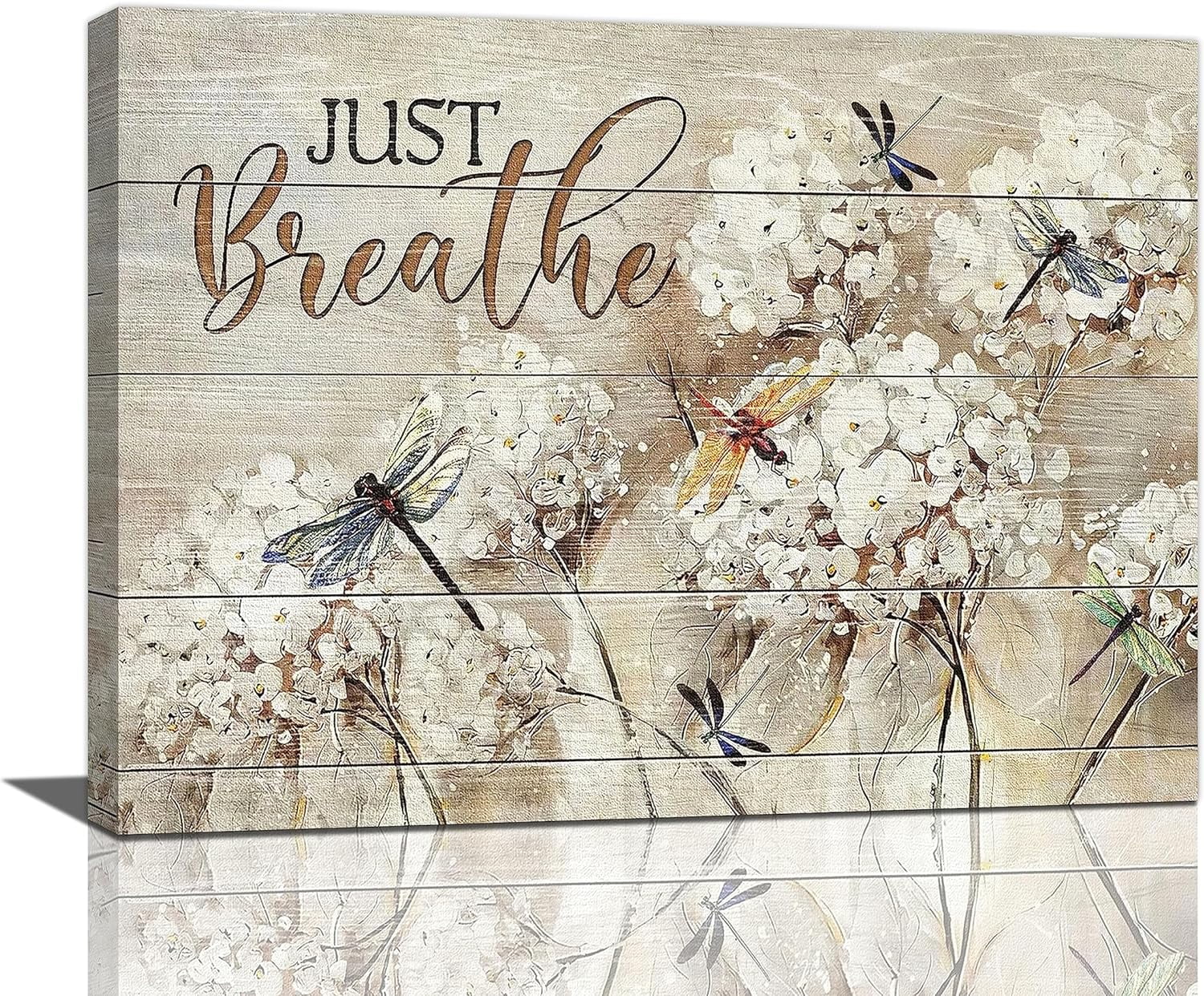 Sps ssion Rustic Dragonfly Hydrangea 16''x12'' Framed Painting Canvas ...