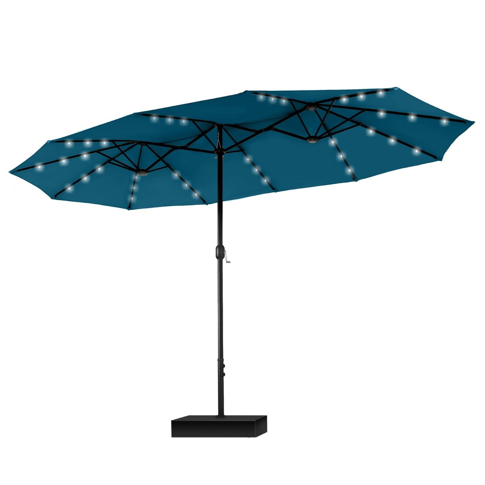 Spthe 15 ft Rectangle Patio Umbrella with Solar Lights and Base ...