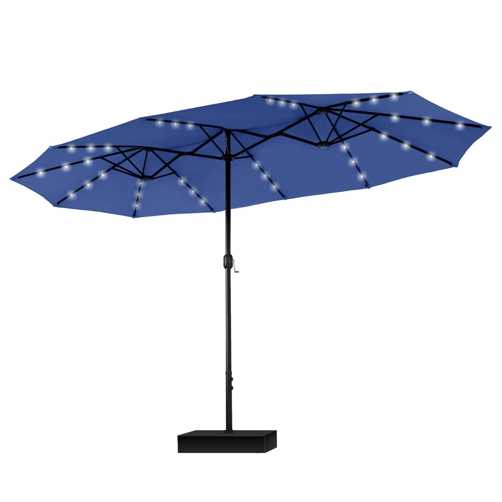 Spthe 15 ft Rectangle Patio Umbrella with Solar Lights and Base ...