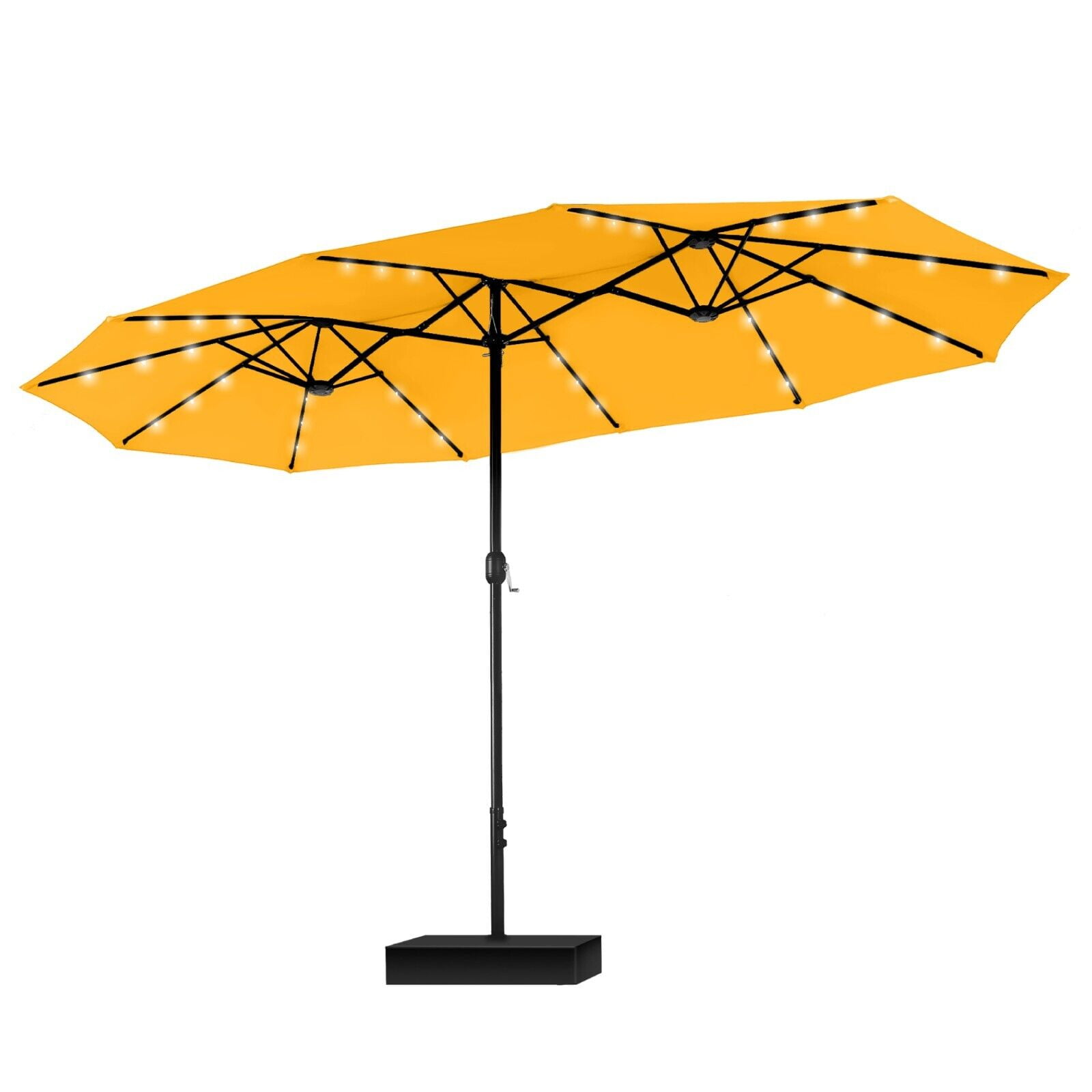 Spthe 15 ft Rectangle Patio Umbrella with Solar Lights and Base ...