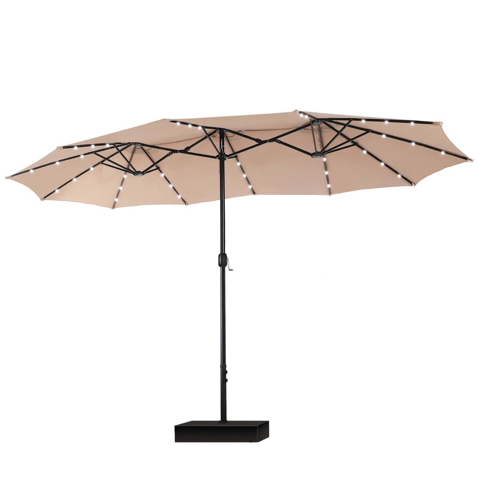 Spthe 15 ft Rectangle Patio Umbrella with Solar Lights and Base ...