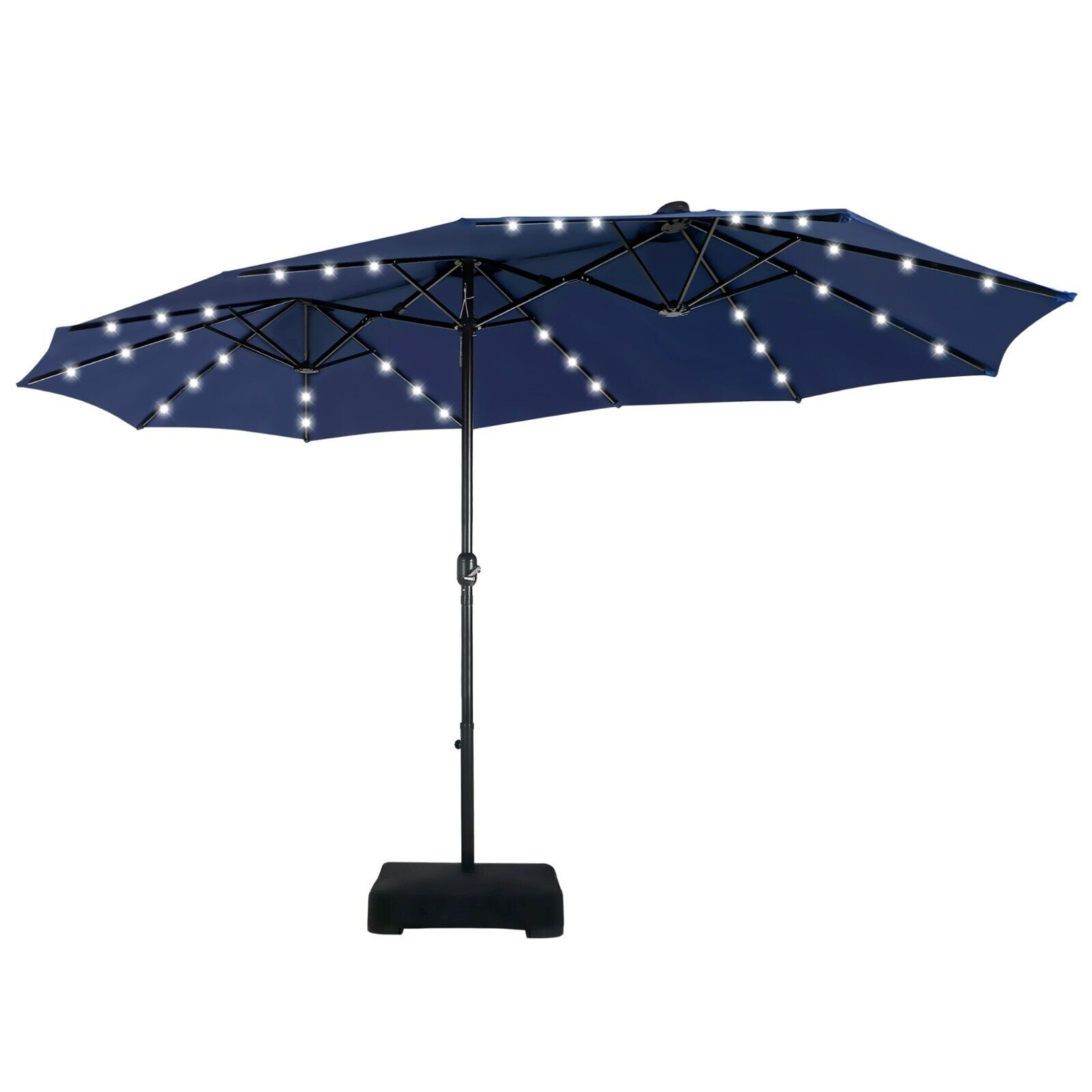 Spthe 15 ft Rectangle Patio Umbrella with Solar Lights and Base ...