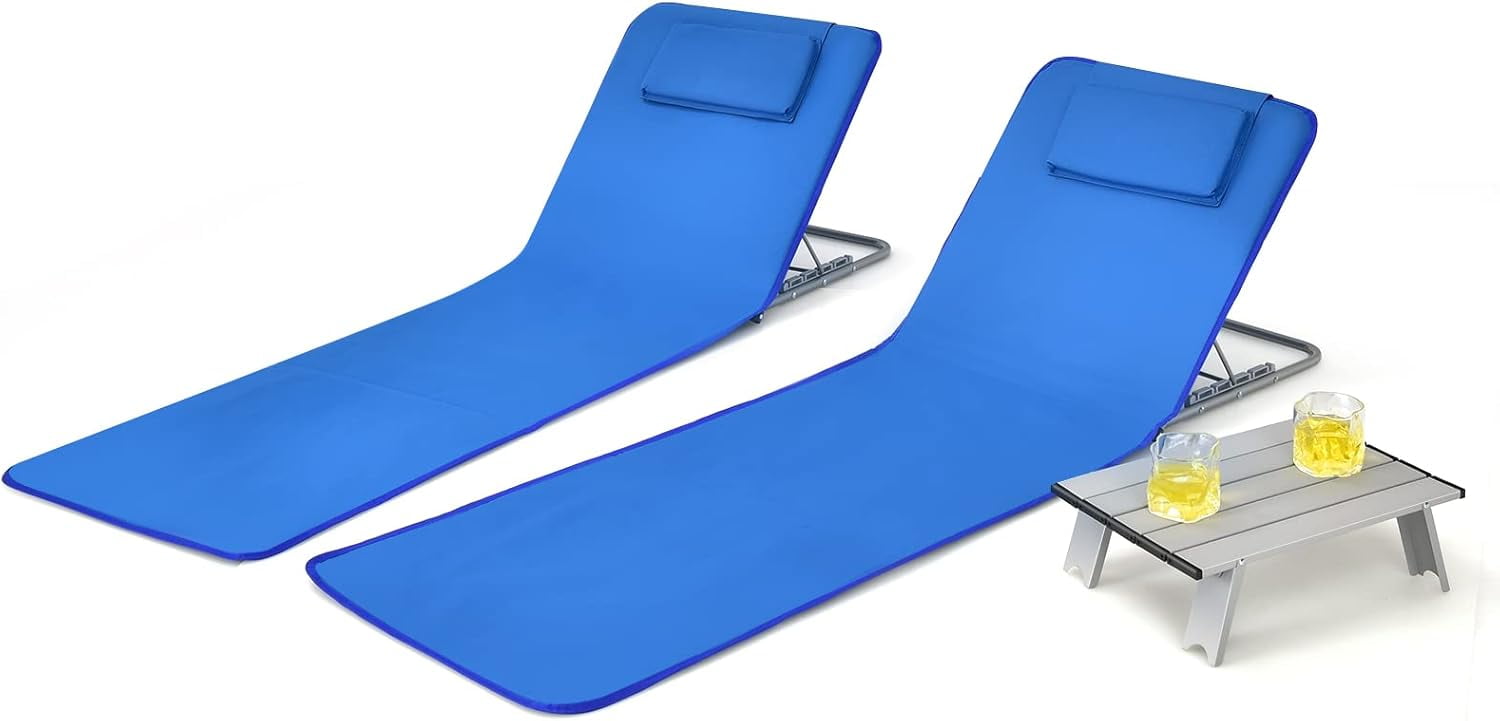 Spthe 3-Piece Beach Lounge Chairs, Outdoor Lounger with Side Table, 5 ...