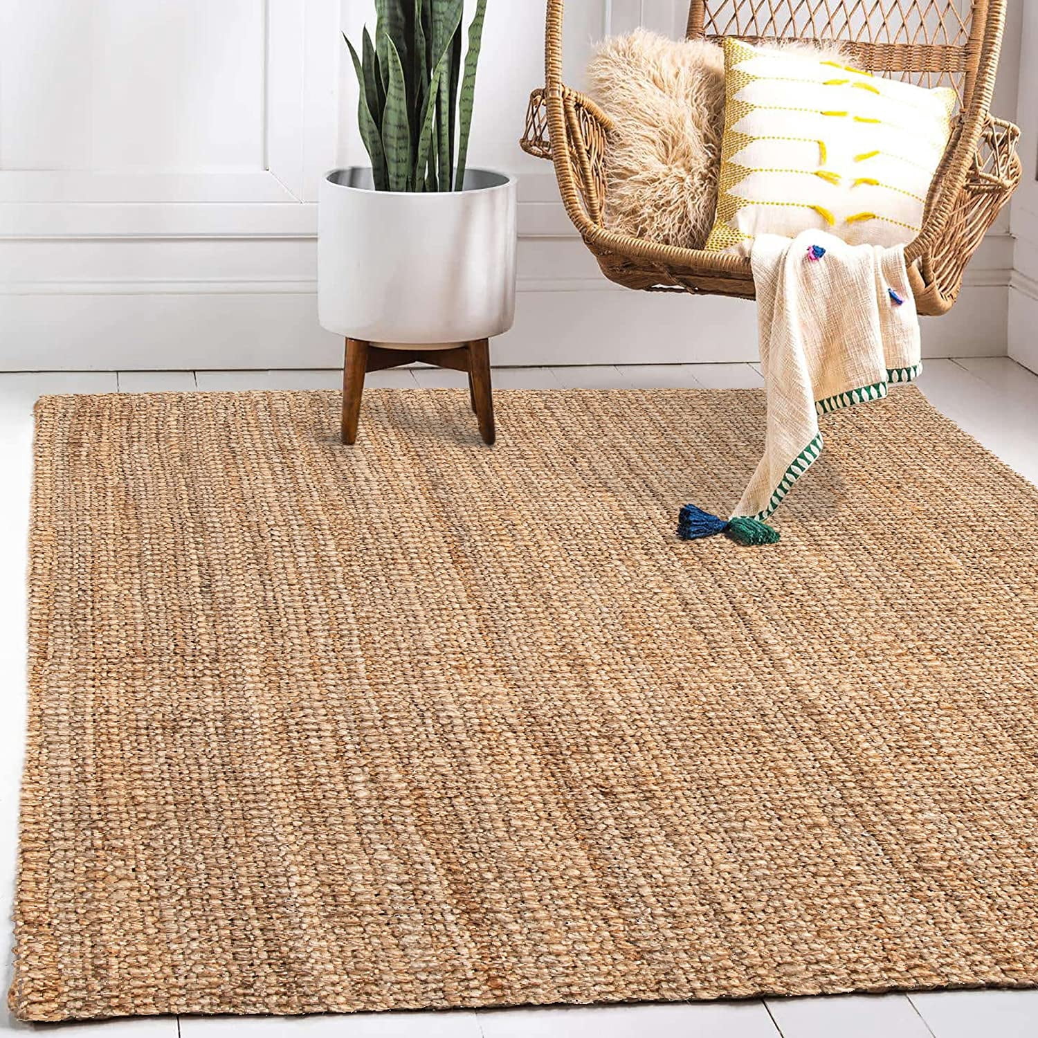 Spthe Braided Neutral Squares Area Rug - Fraser Natural - Handwoven ...
