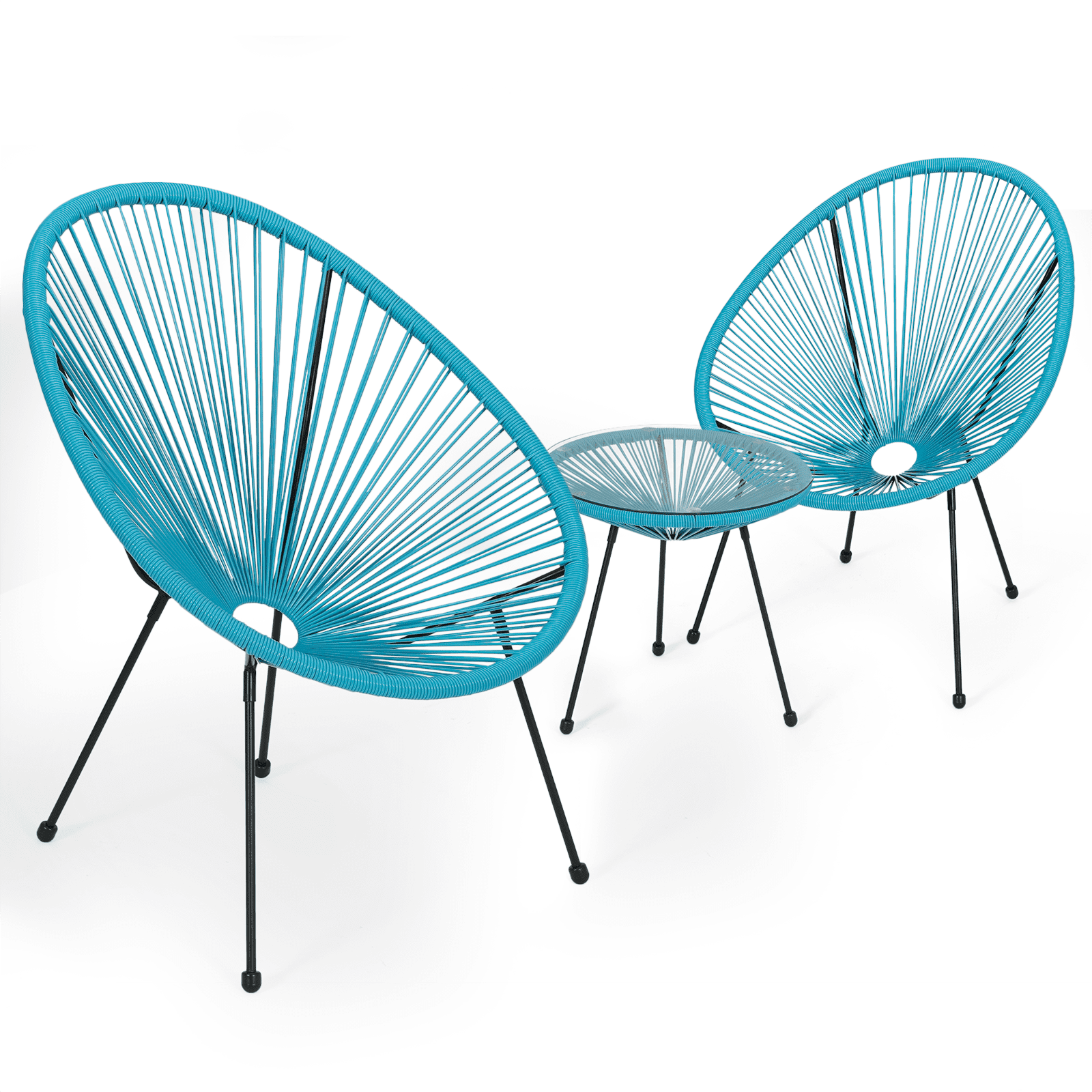Spthe Outdoor Acapulco Chair Set 3-Piece with Glass Top Table ...