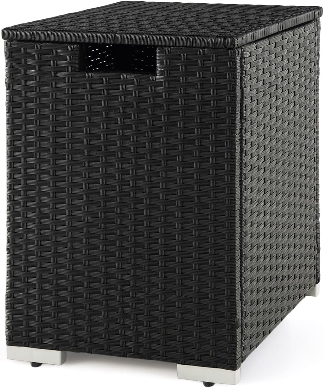 Spthe Outdoor Propane Tank Cover Table, Patiojoy Wicker Hideaway Table ...