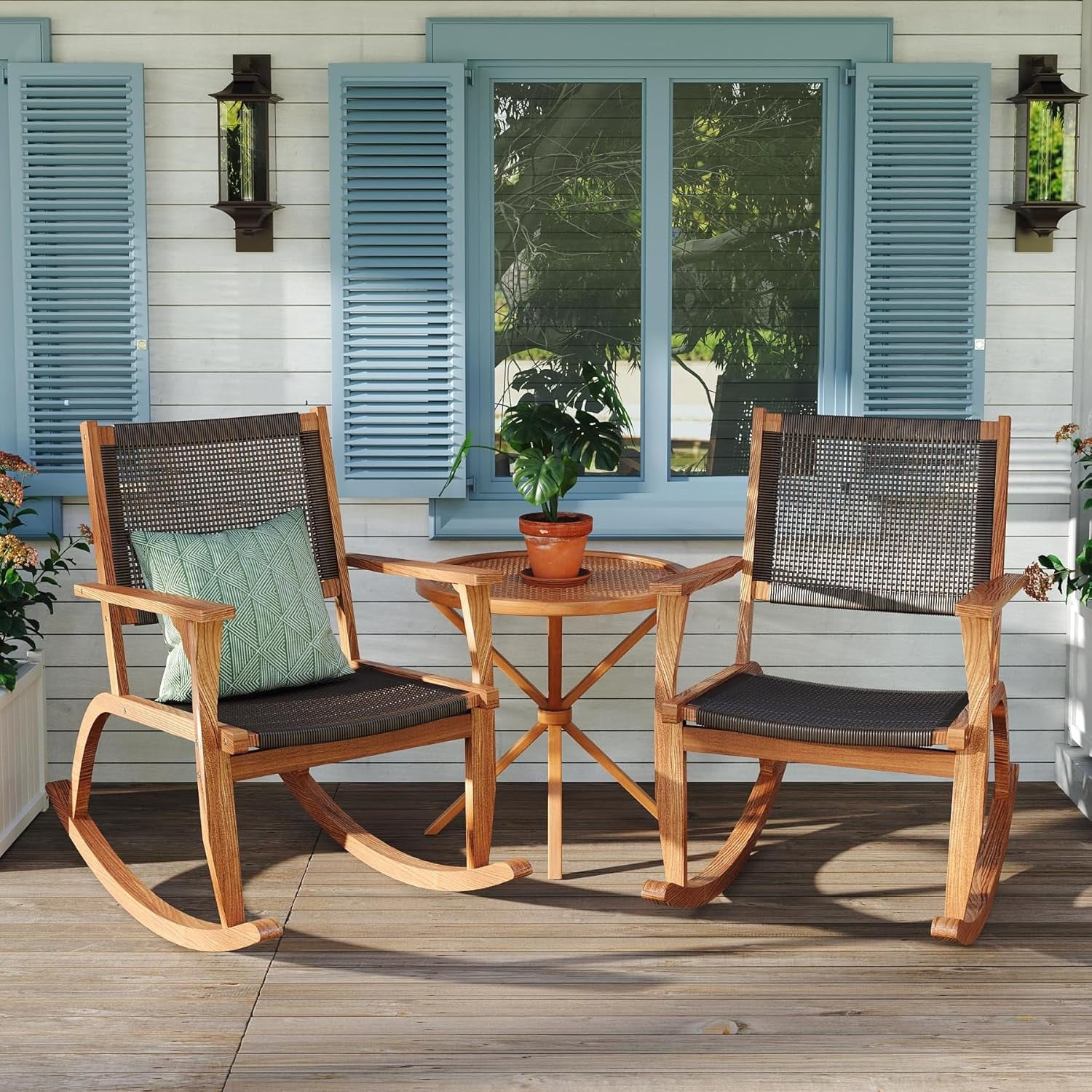 Spthe Outdoor Rocking Chair Set of 2, Patio Chairs Rocking Chairs with ...