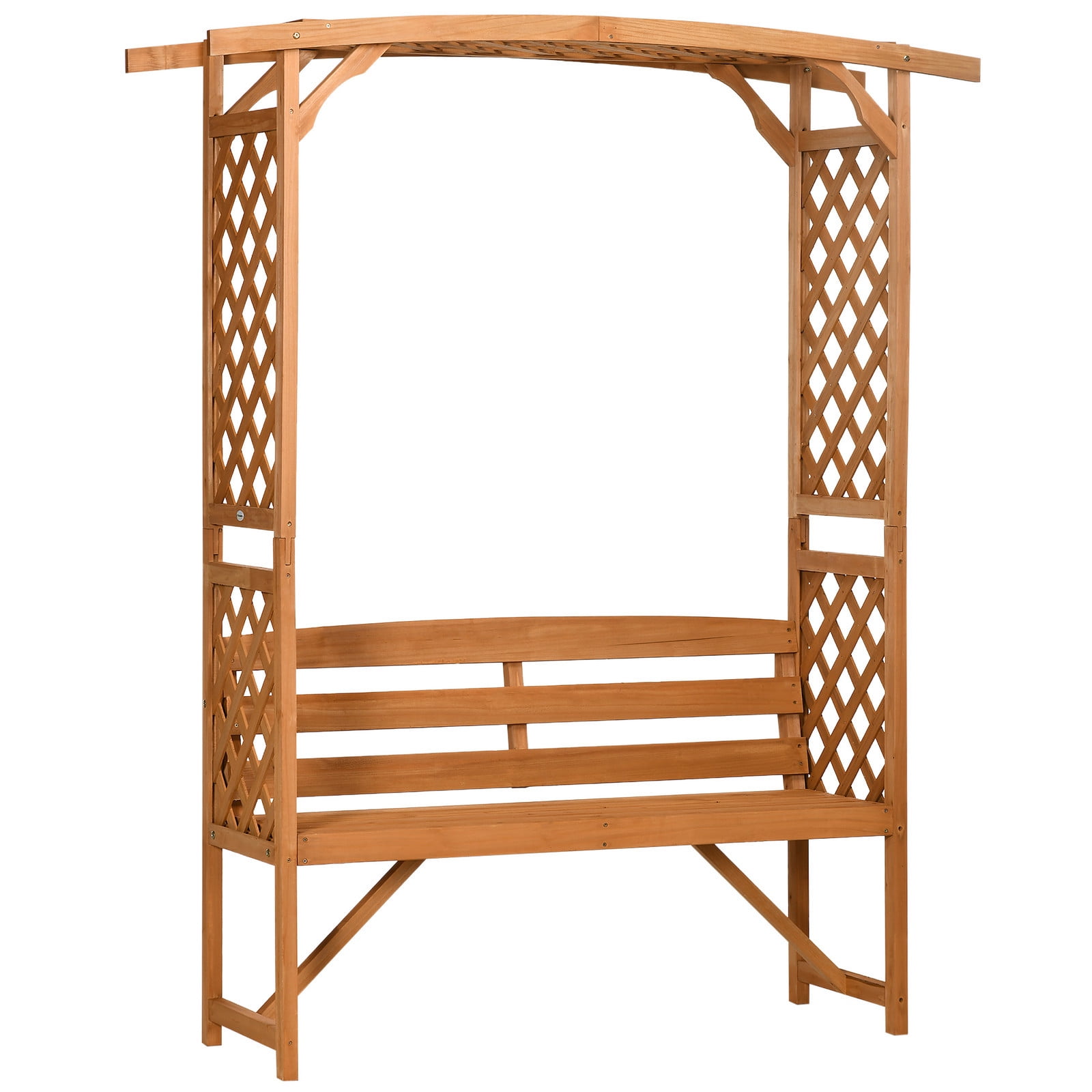 Spthe Patio Garden Bench Arbor Arch with Pergola and 2 Trellises, 3 ...