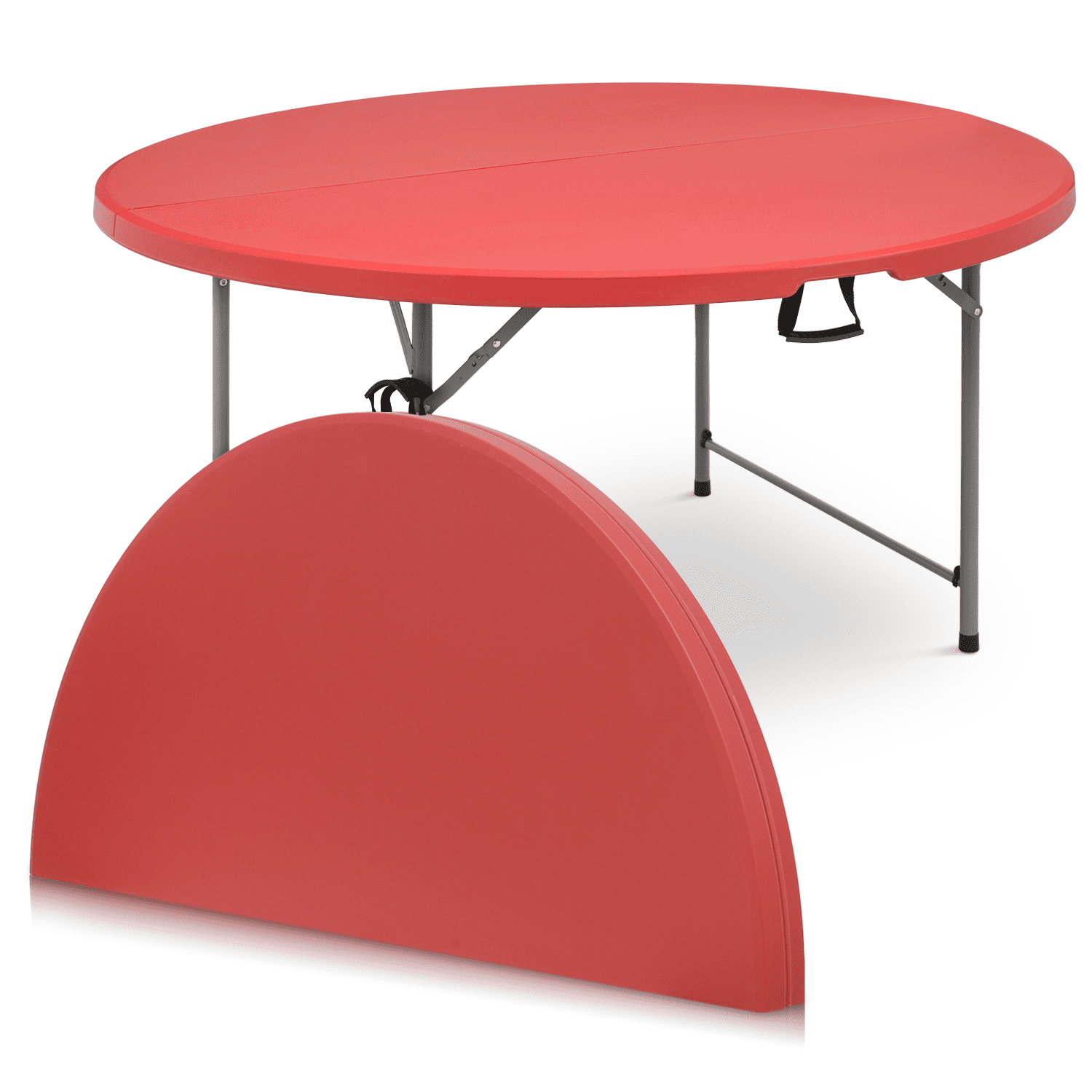 Spthe Round Folding Table, 5 Feet Foldable Round Plastic Table Dining ...